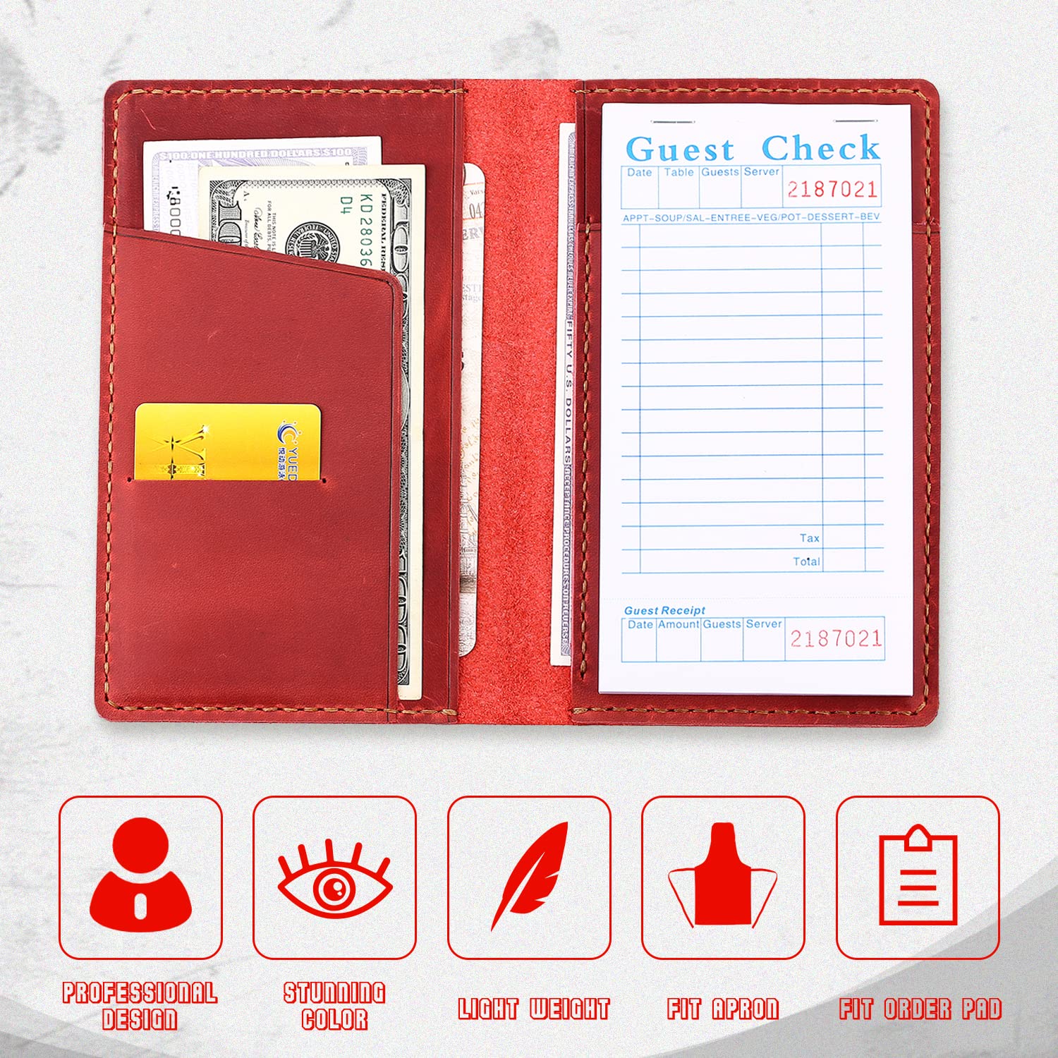 Snapklik.com : Fasjosma Server Books For Waitress,Leather Restaurant Guest Check Presenters Card ...