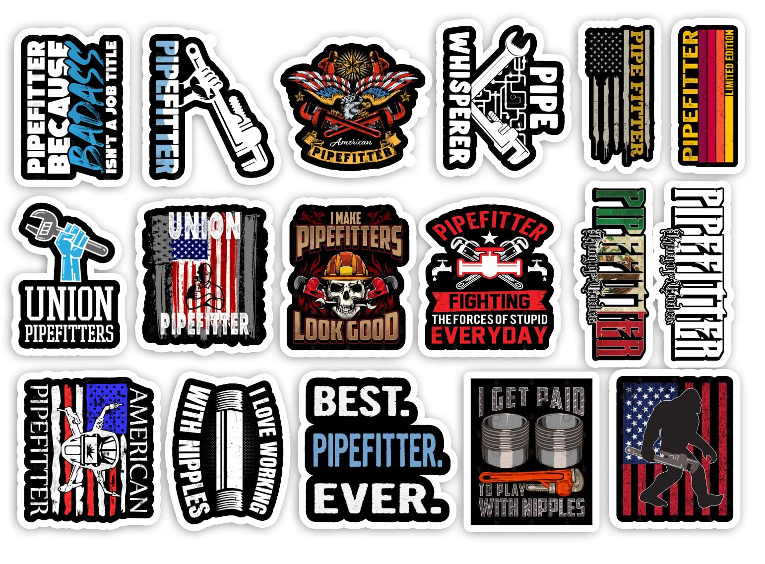 Amazon.com - Pipefitter Sticker Pack 17 pcs Laminated Vinyl Waterproof ...
