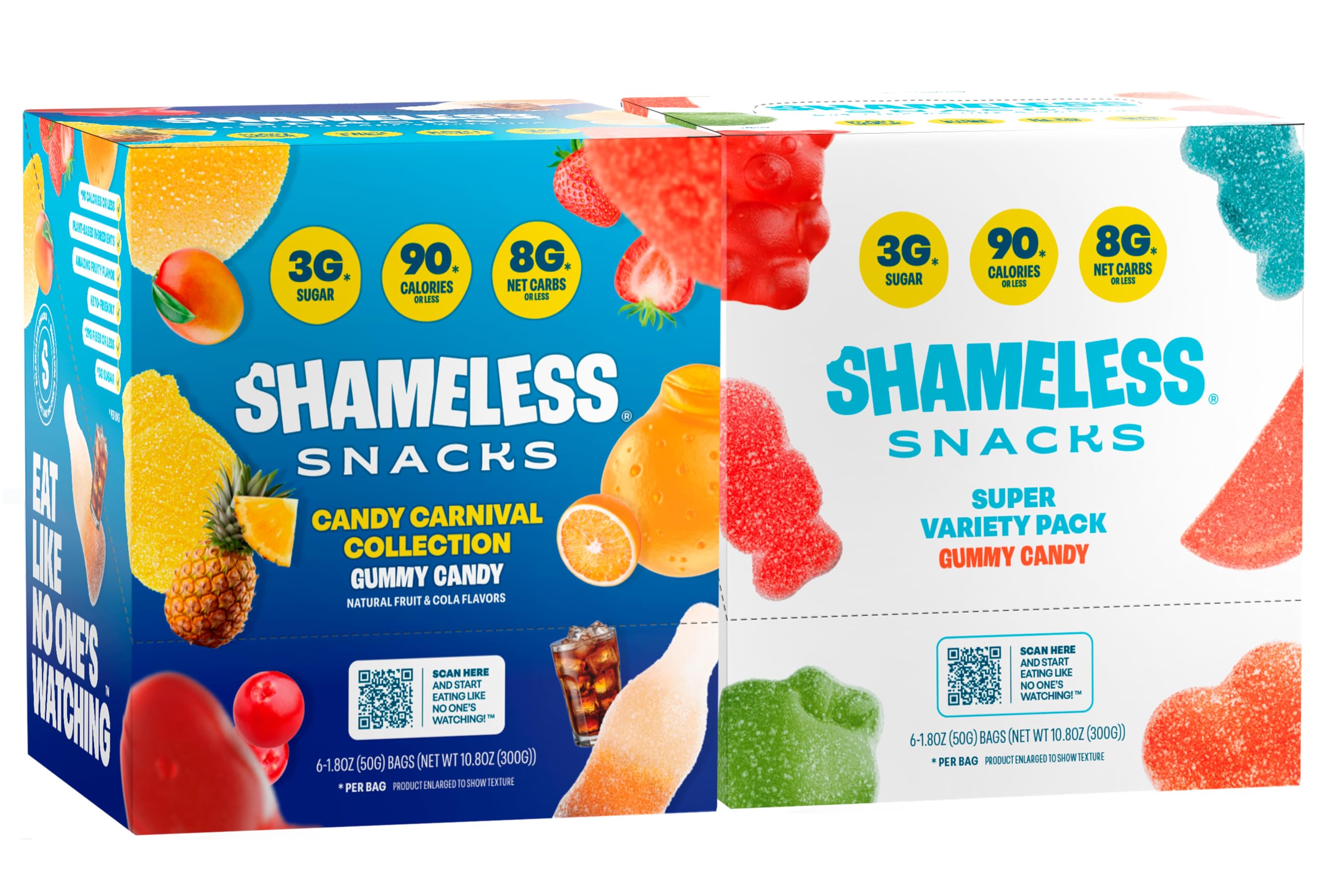 Amazon.com : Shameless Snacks Duo: 6 Pack Super Variety & 6 Pack Candy ...