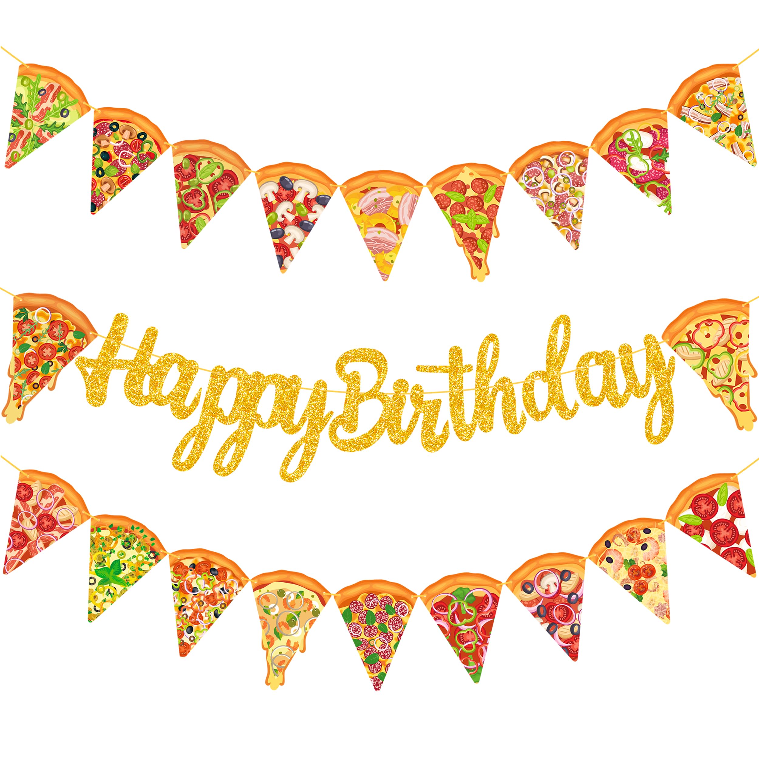 Amazon.com: Pizza Happy Birthday Banner Pizza Birthday Party ...