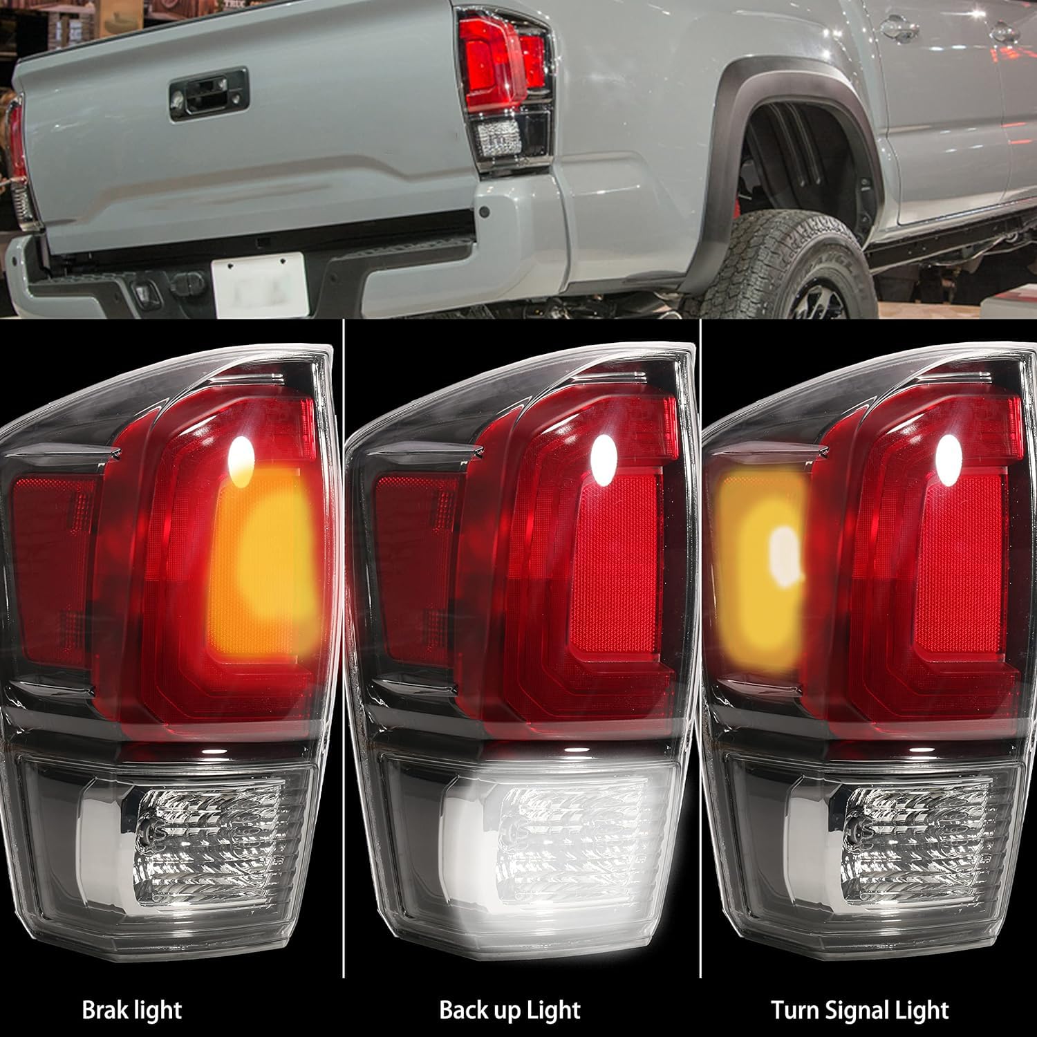 Black Bezel Tail Light Assembly, for Toyota Tacoma TRD Pro Pickup 2016 ...