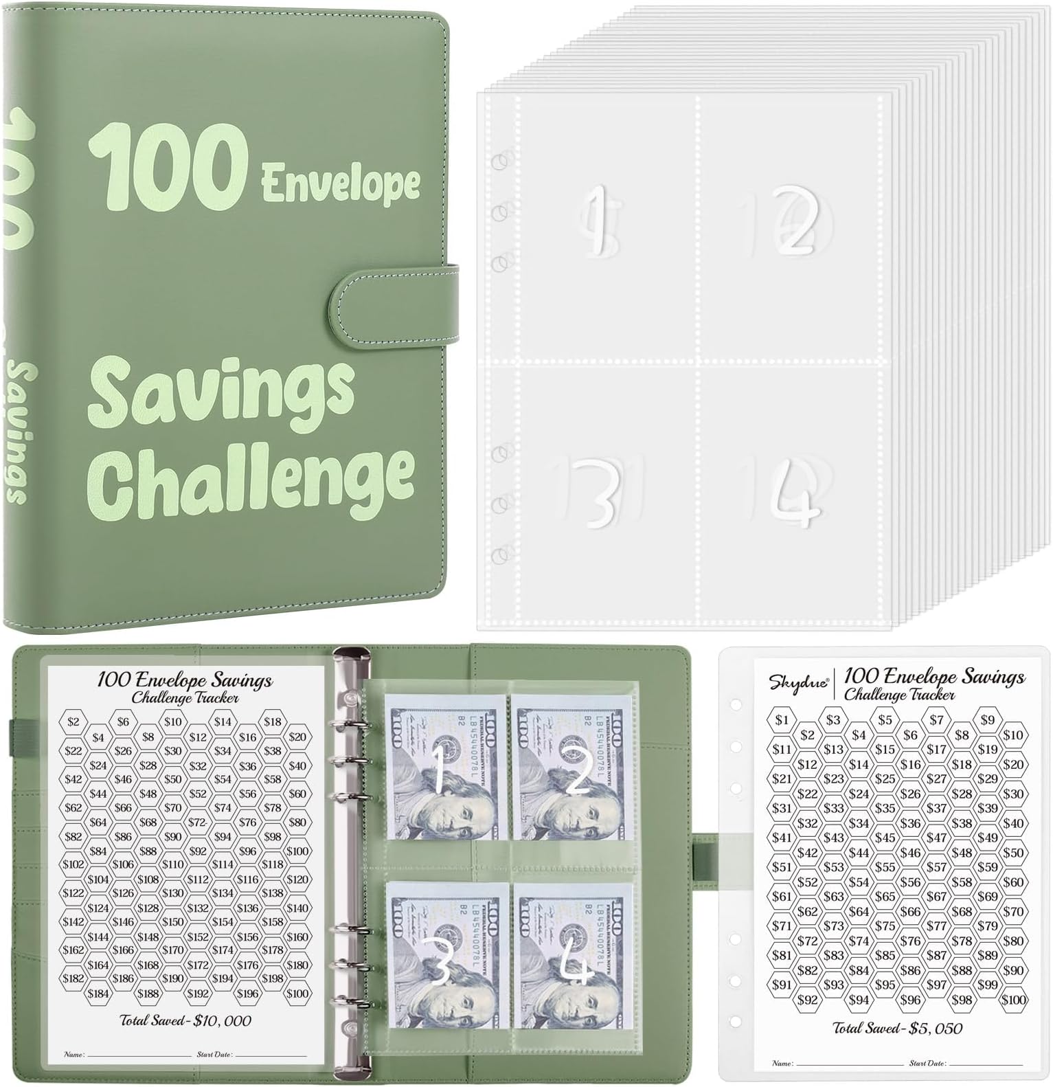 Amazon.com : 100 Envelope Challenge Binder,Easy and Fun Way to Save ...
