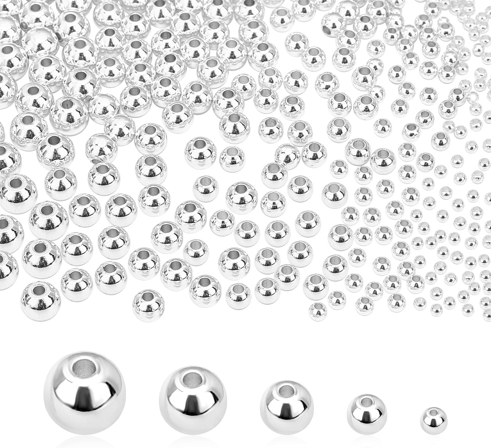 Amazon.com: 200PCS Silver Beads, Silver Spacer Beads for Jewelry Making ...
