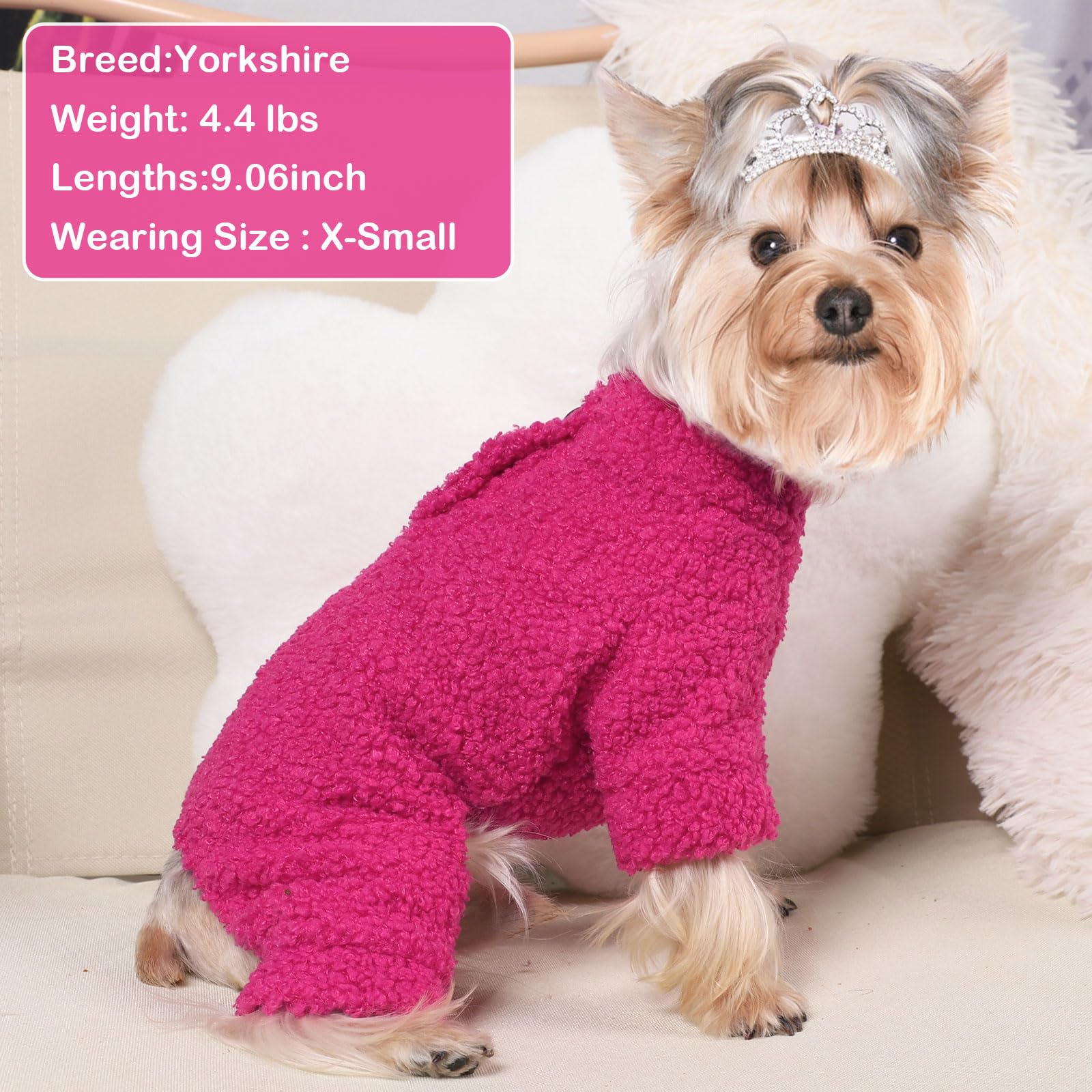 Dog Pajamas PinkTie - Soft Plush Onesie For Small Dogs & Puppies ...