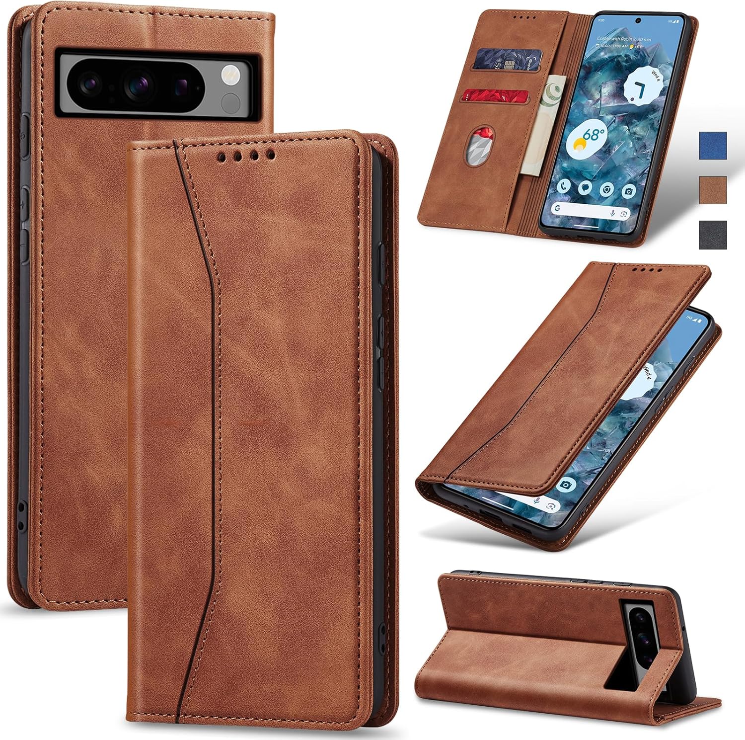 Amazon.com: Jasonyu Flip Wallet Case for Google Pixel 8 Pro,Leather ...