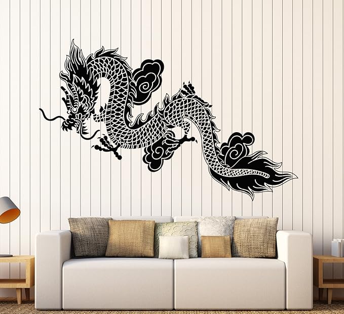 Amazon.com: Vinyl Wall Decal Chinese Flying Dragon Fantasy Asian Style ...