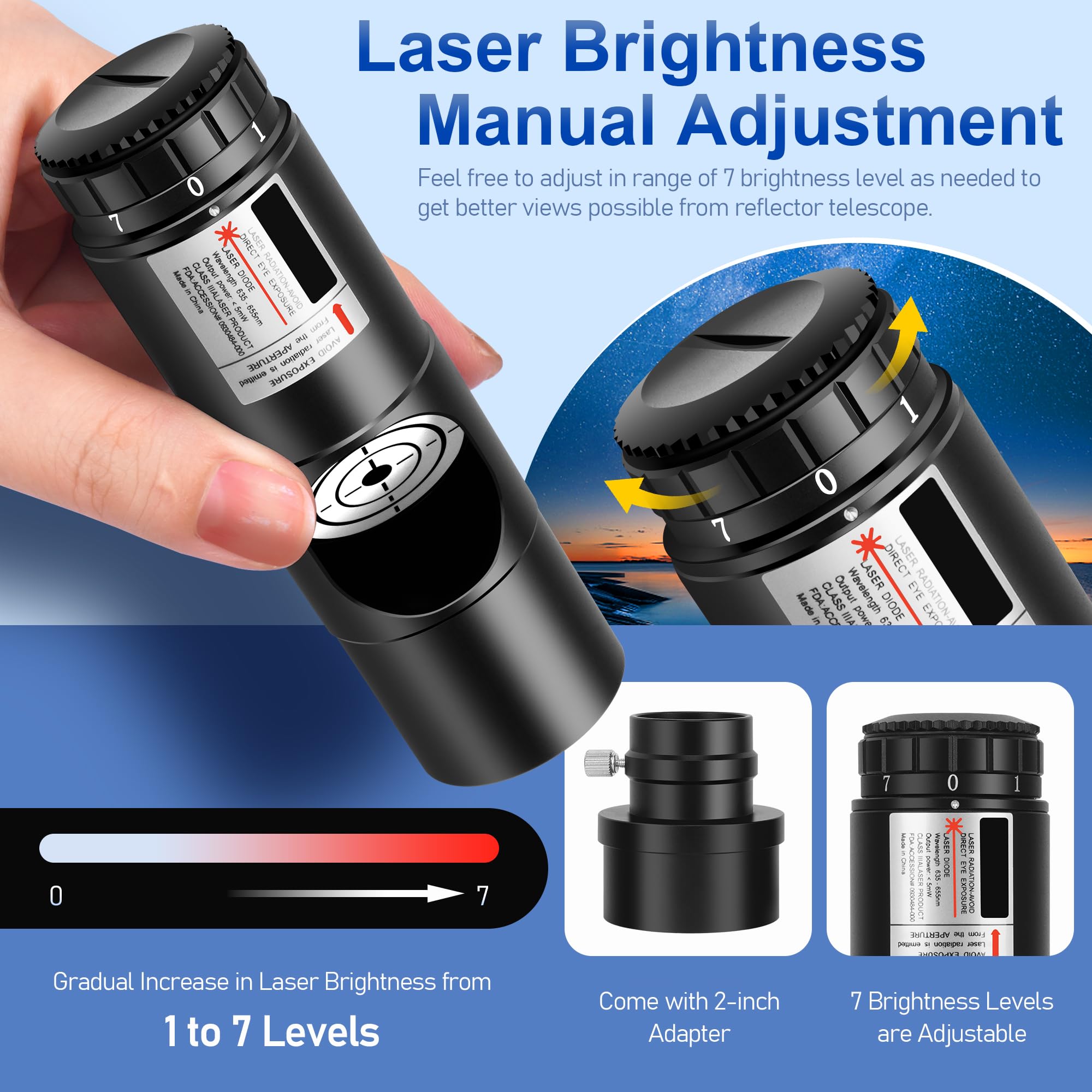 HUGERSTAR Red Laser Collimator, Adjustable 1.25 inch Collimation ...