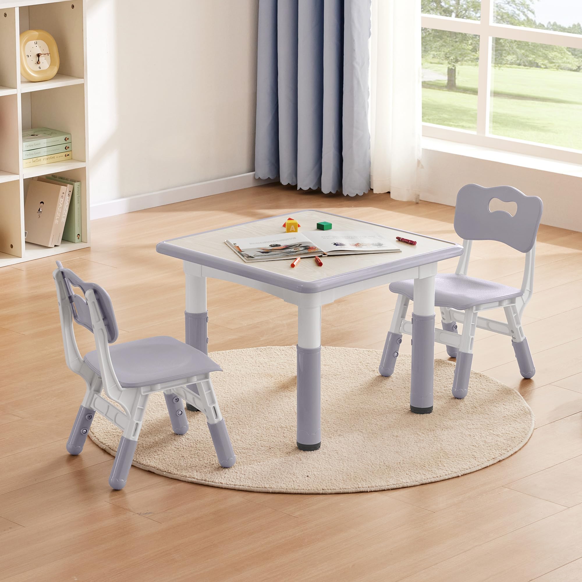 Amazon.com: GITAWUSA Kids Study Table and Chairs Set, Height Adjustable ...
