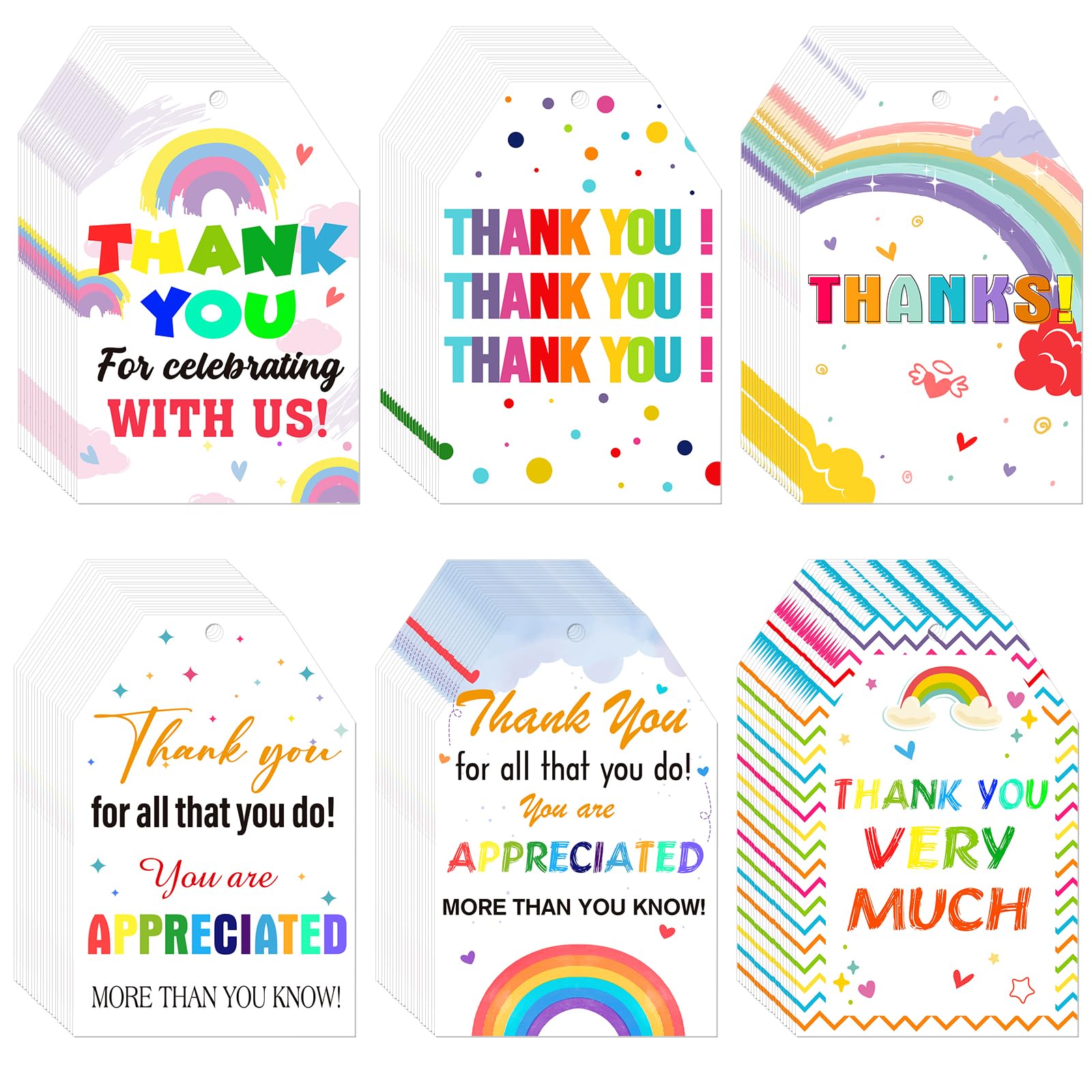 Amazon.com : 120Pcs Thank You Gift Tags with String, Colorful Thank You ...