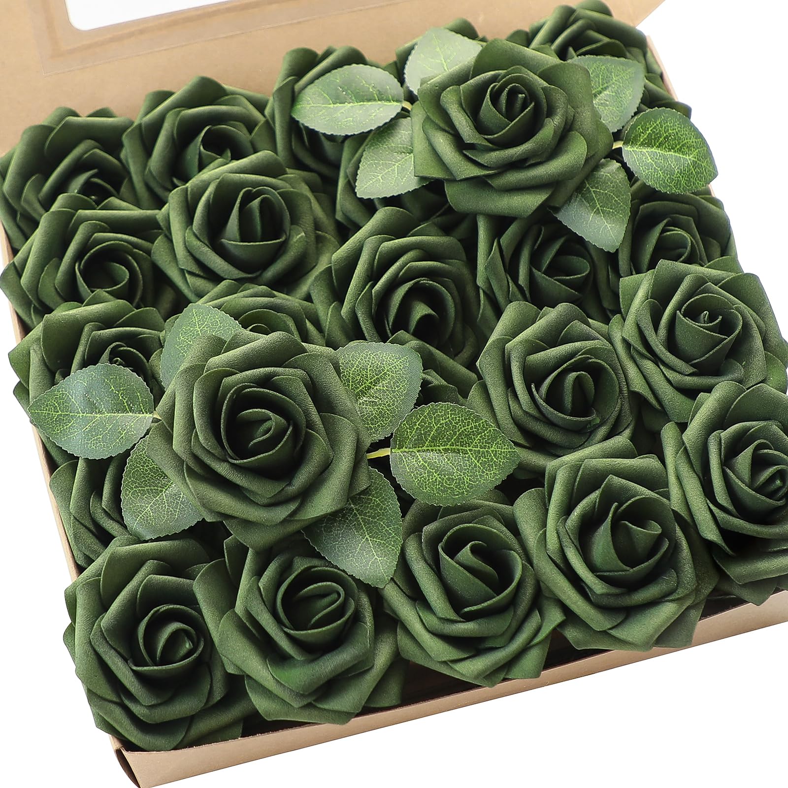Amazon.com: Floroom Artificial Flowers 25pcs Real Looking Emerald Green ...