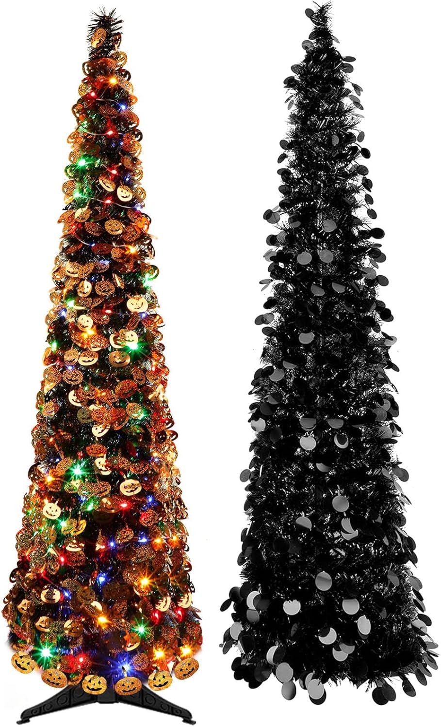Amazon.com: 2Pcs 90 LED Tinsel Halloween Tree Decor with Pumkin ...