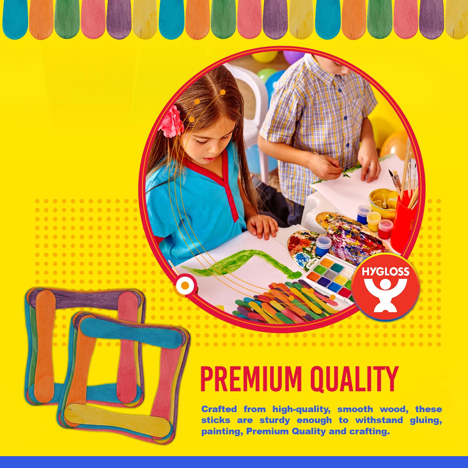 Snapklik.com : Hygloss Colored Spoon Popsicle Sticks - Vibrant Wooden ...