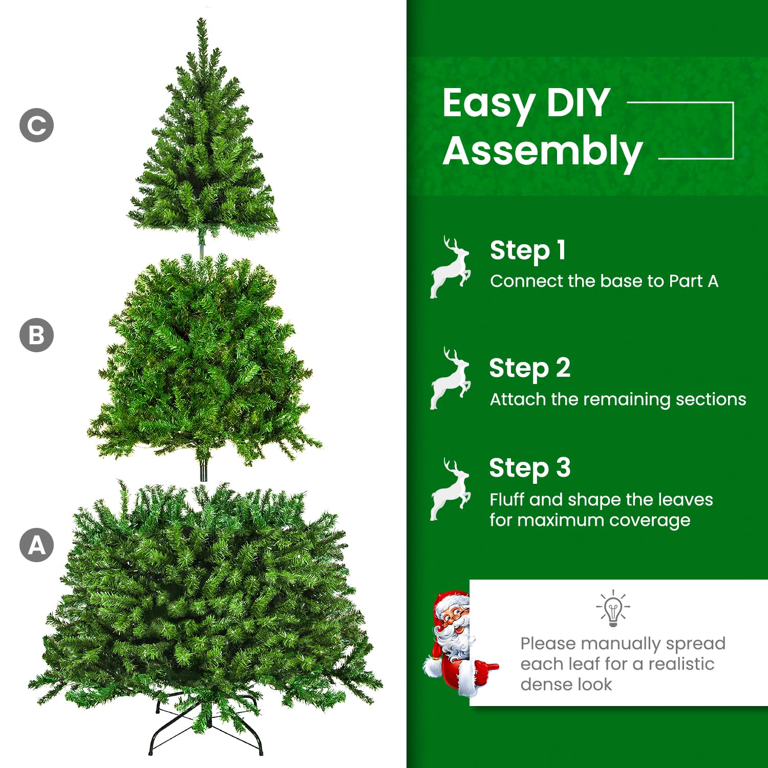 6ft Christmas tree Premium Hinged Artificial Holiday Christmas Tree ...