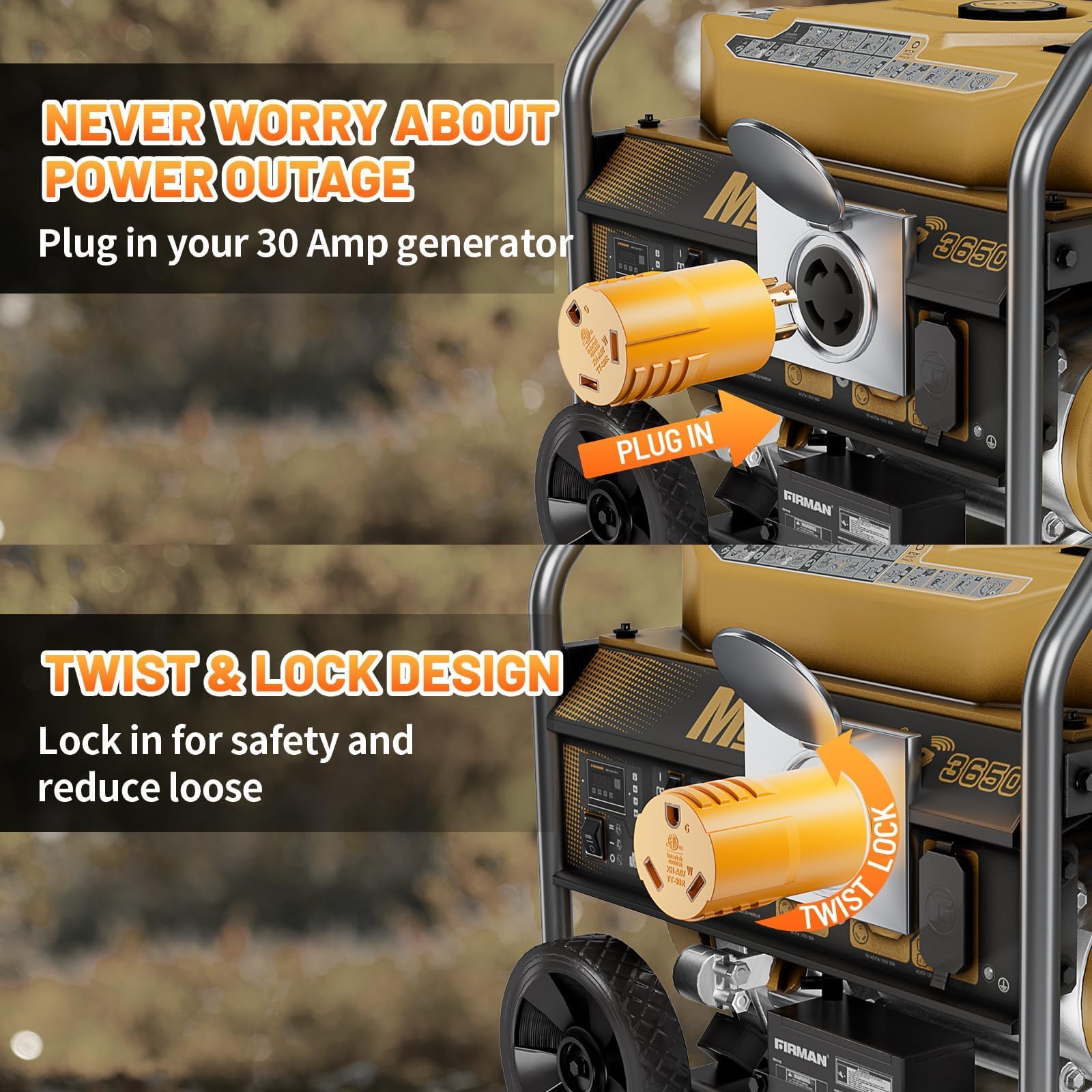 Snapklik.com : NEMA L14-30P To TT-30R 30 Amp RV Generator Adapter, 4 ...