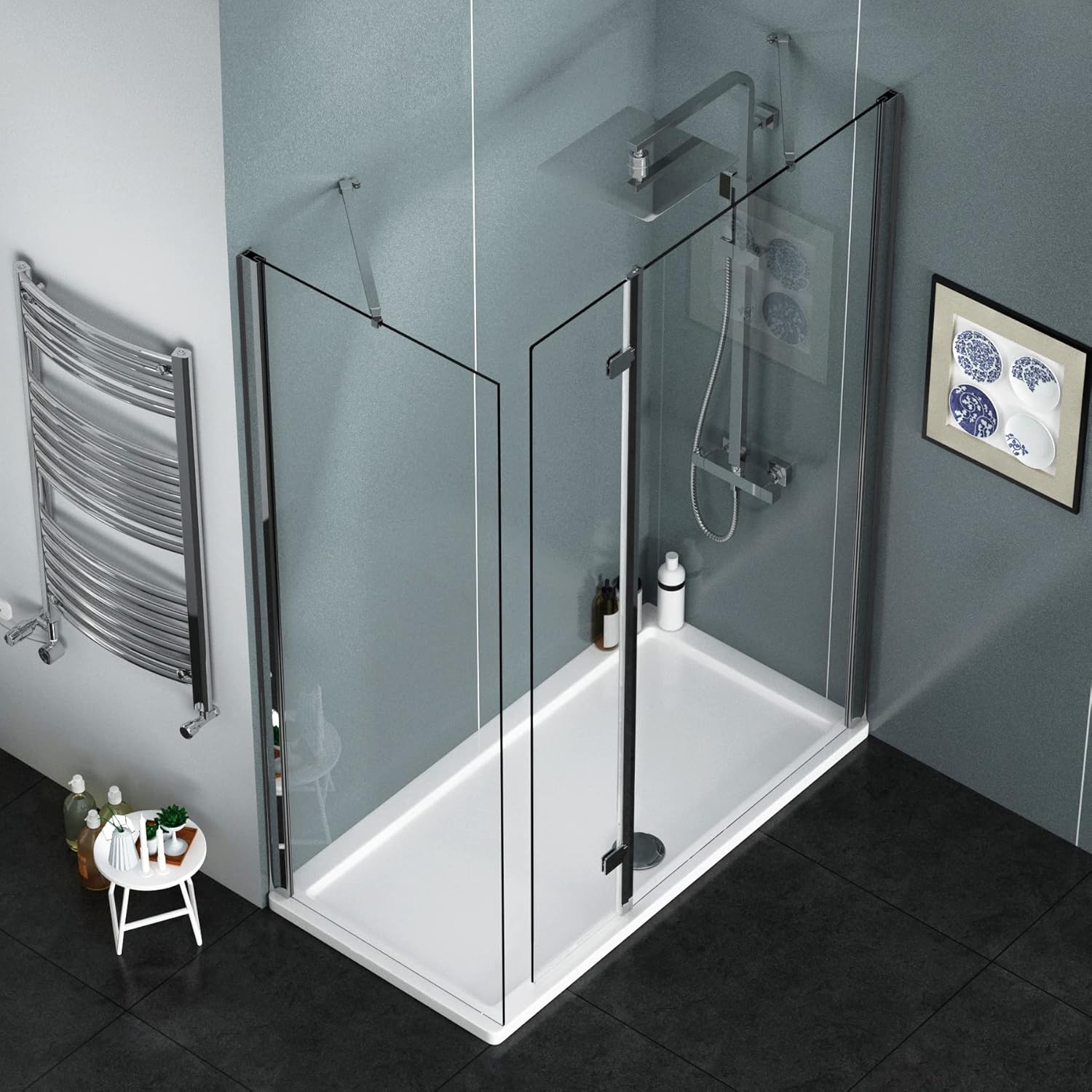 Modern Marbella 900 x 700mm 8mm Easy Clean Walk in Shower Enclosure Wet ...
