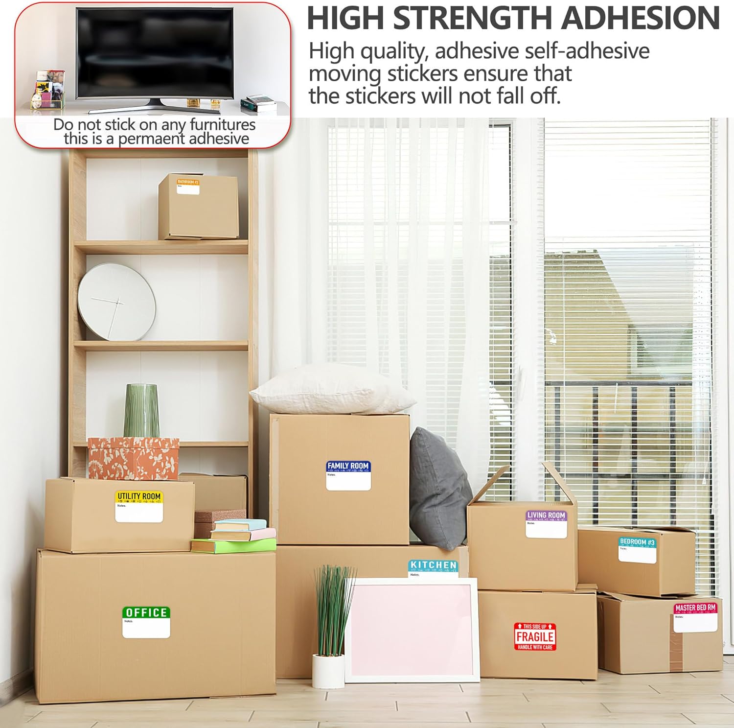 300 etiquetas para cajas de embalaje móviles de 2 x 3 pulgadas con ...