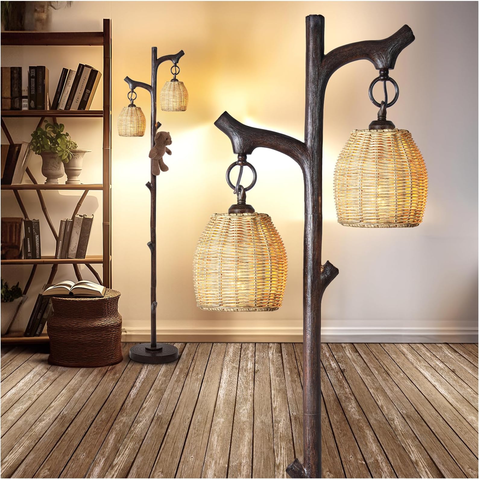 Barnes and Ivy Forrest Sequoia Rustic Country Cottage Floor Lamp ...