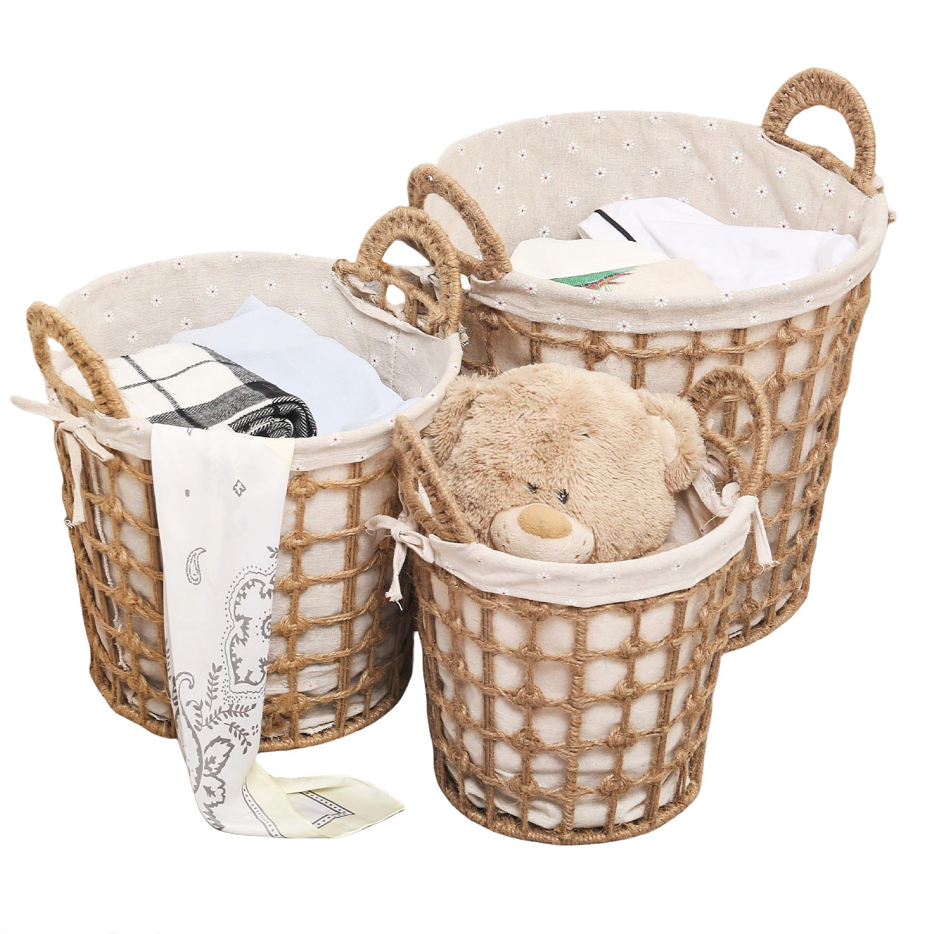 Amazon.com: GIB Set of 3 Round Woven Wicker Storage Baskets with ...