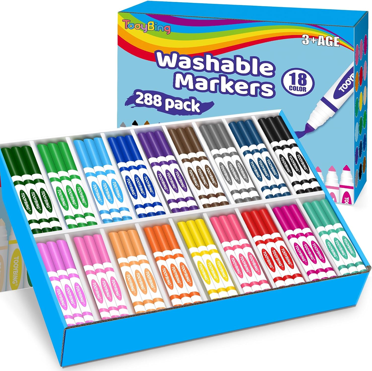 Amazon.com: TooyBing Washable Markers Bulk (288 Count), 18 Assorted ...