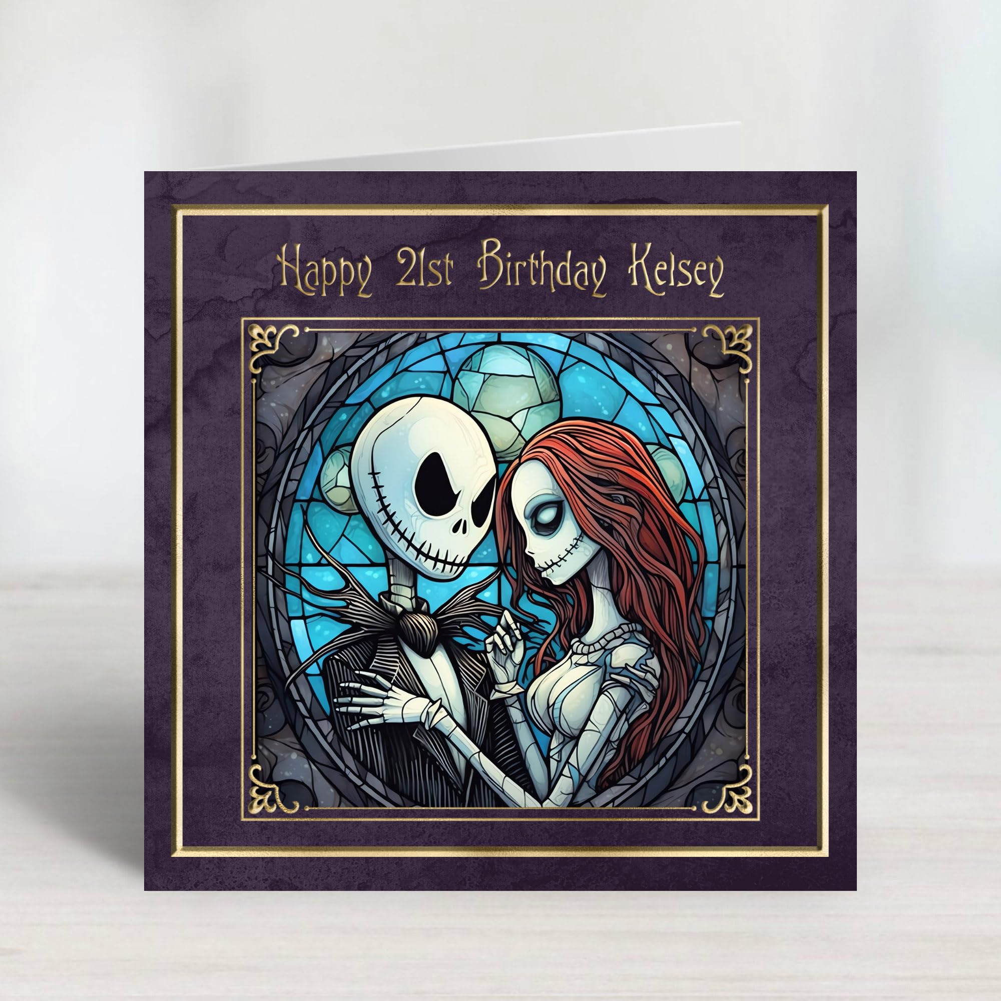 Personalised - Nightmare Before Christmas Birthday Card - Stained Glass ...