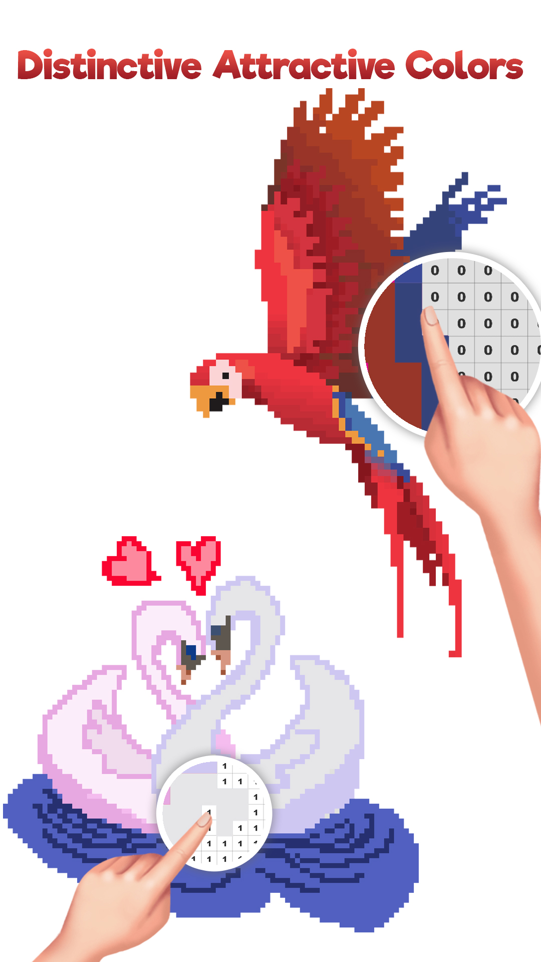 Birds Pixel Art - Paint by Number, Sandbox Coloring Pages - App on ...