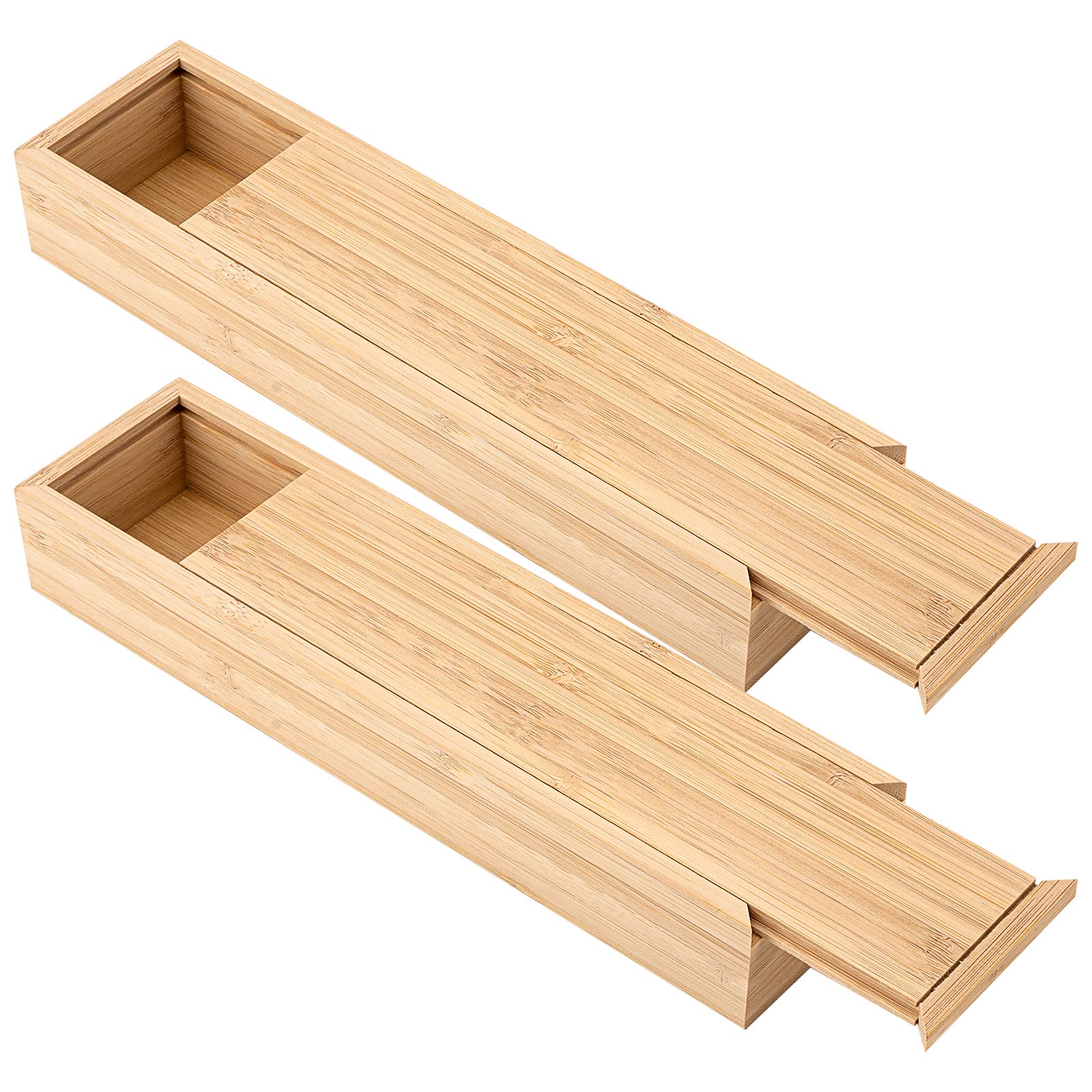 Amazon.com: SHIDOW 2PCs Bamboo Box with Slide Lid, 9.68 x 2.36 x 1.37 ...