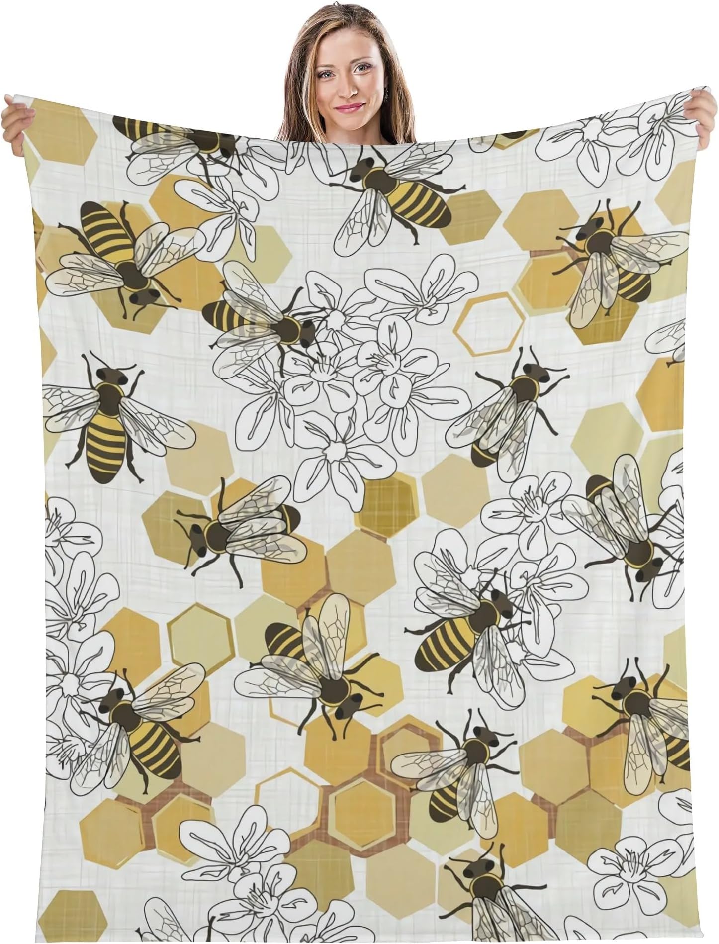 Amazon.com: Mugod Bee Throw Blanket Cute Cartoon Baby Bee Seamless ...