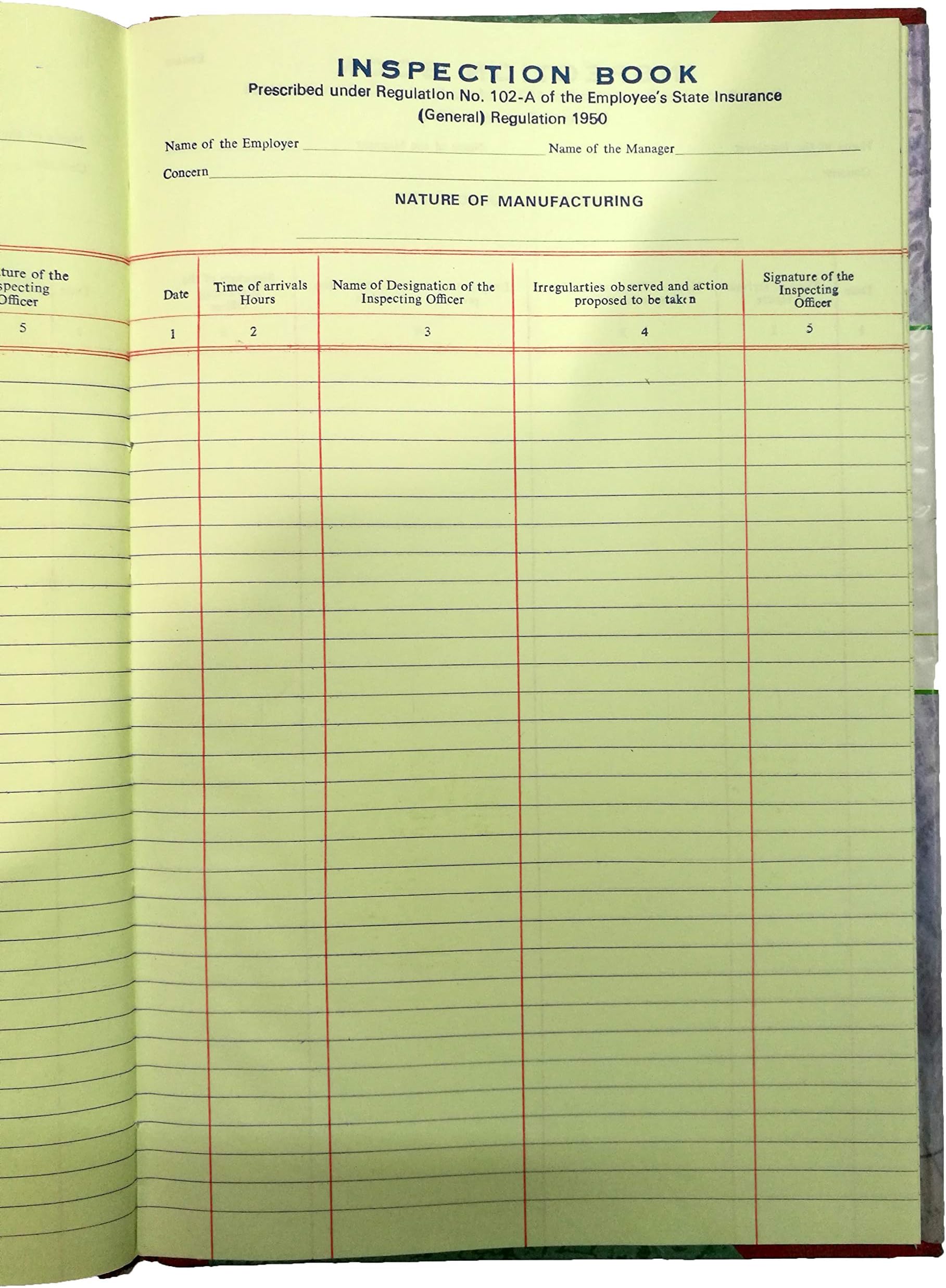 LRS Inspection Book Prescribed Under Regulation No. 102-A of The ...
