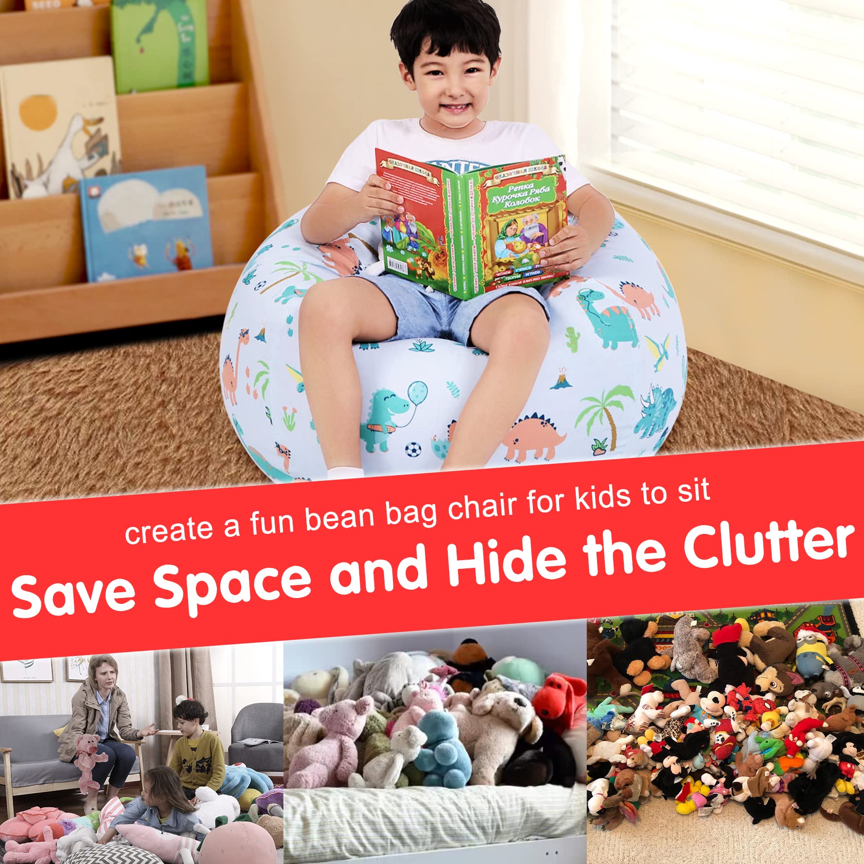 Snapklik.com : Lukeight Stuffed Animal Storage Bean Bag Chair Cover For ...