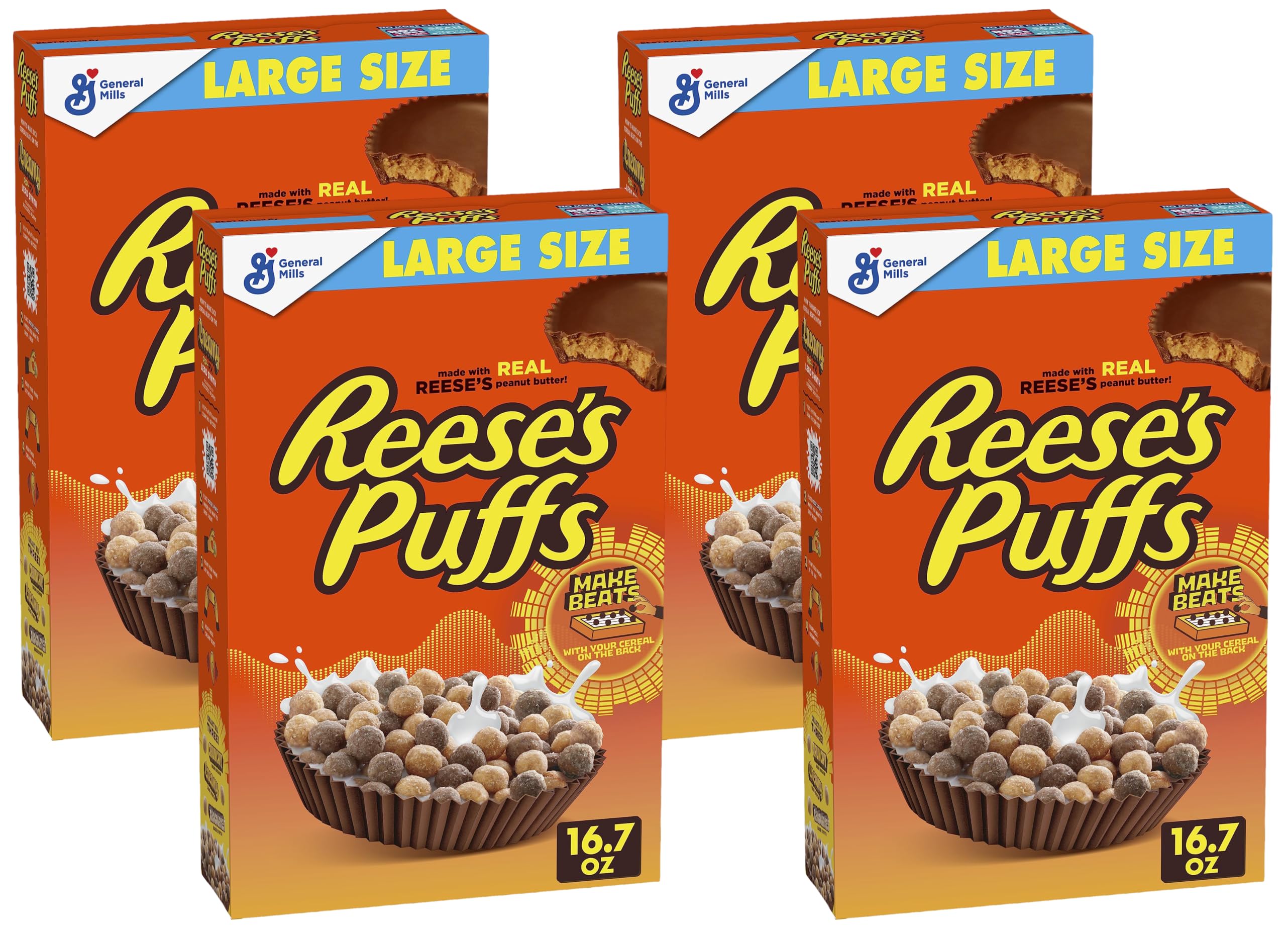 Amazon.com: Reese's Puffs, Chocolatey Peanut Butter Cereal, 16.7 OZ ...