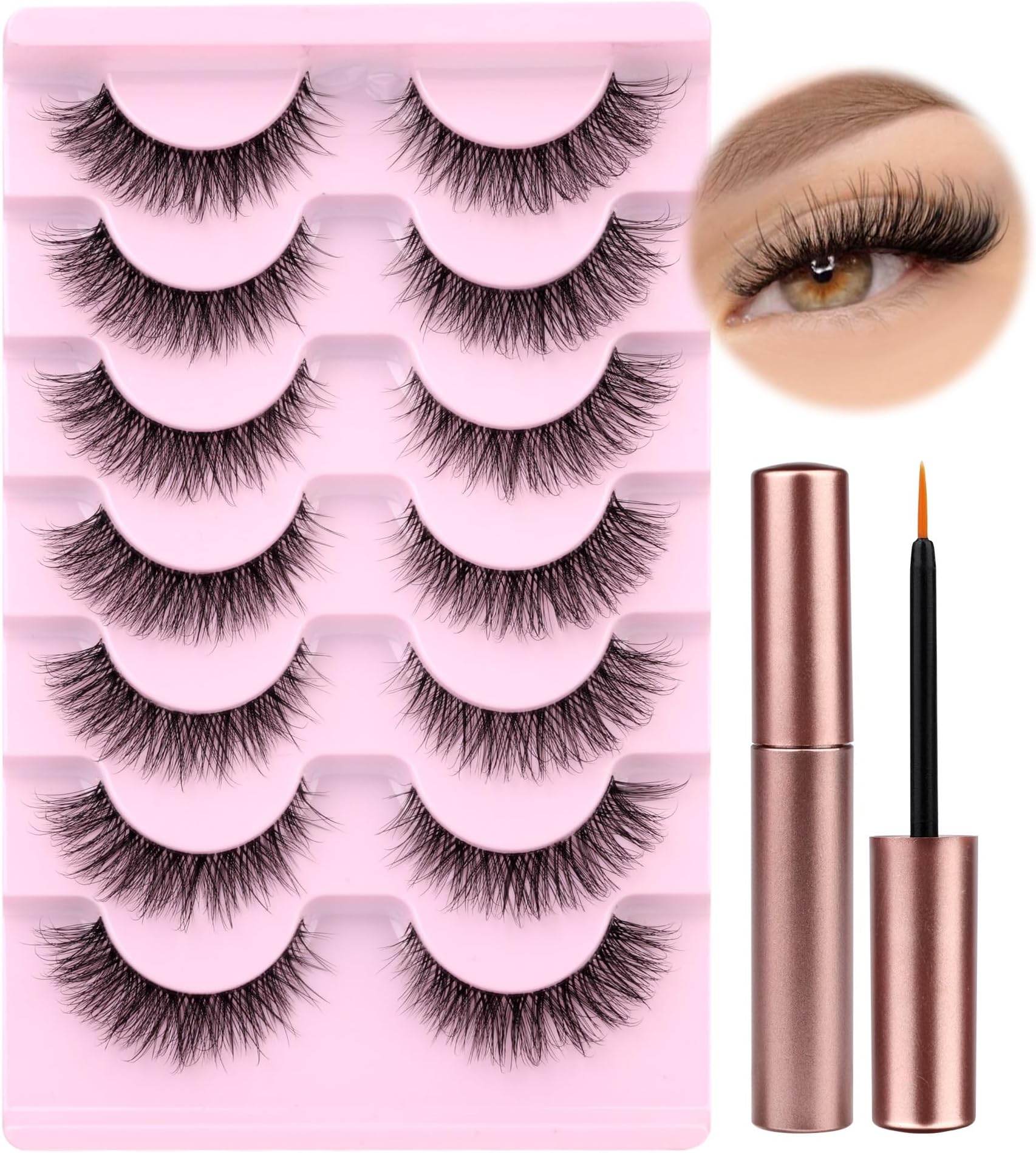 Amazon.com: Brown False Eyelashes, 3D Honey Goddess 25mm Strip Lash ...