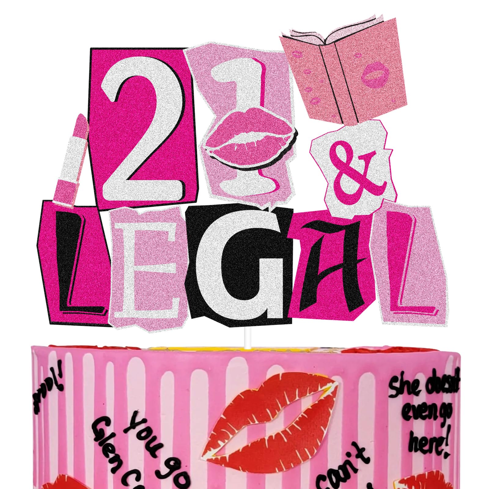 Snapklik.com : 21 & Legal Pink Girls Happy 21st Birthday Cake Topper ...