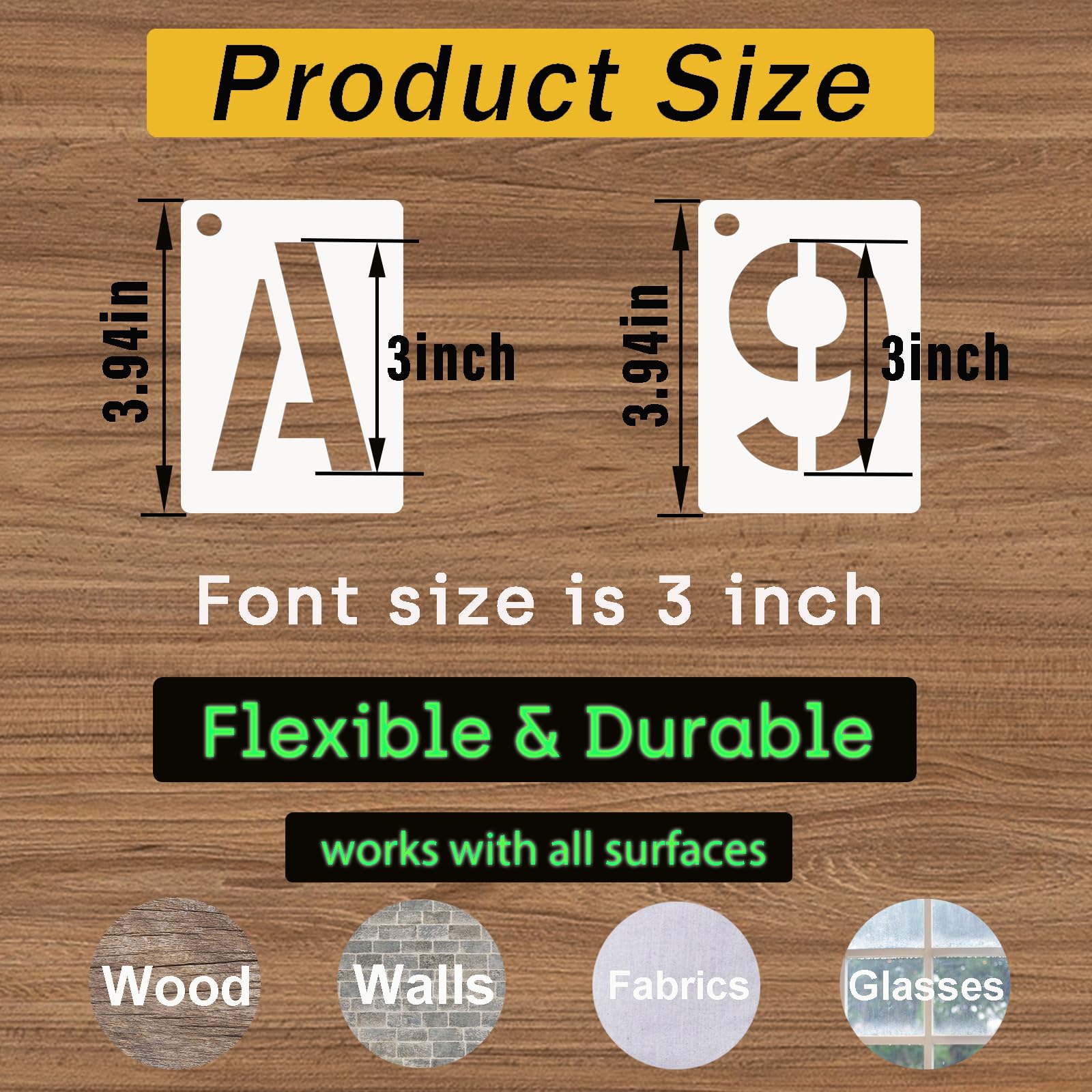 Snapklik.com : 3 Inch Letter And Number Stencils, 68 Pcs Reusable ...