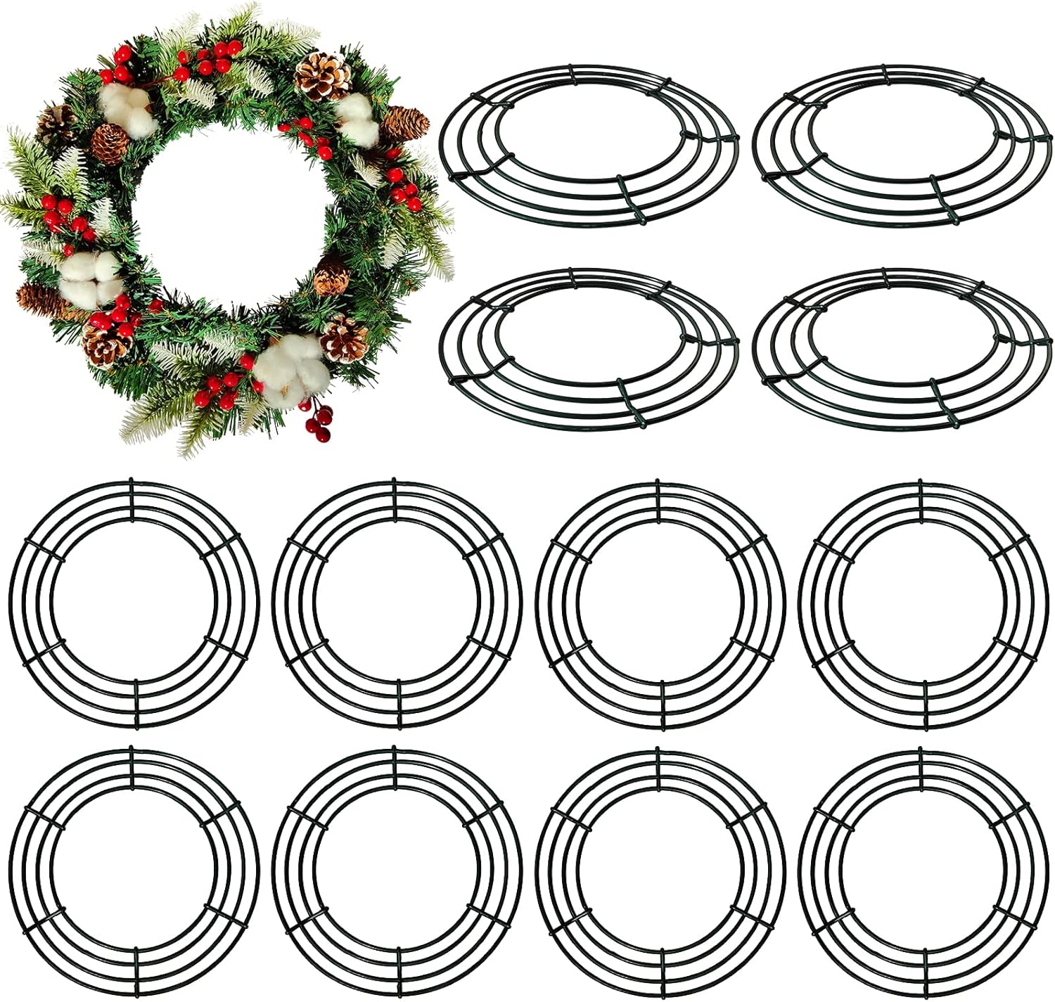 Amazon.com: Thealyn 12 Pack 12'' Metal Wreath Frame Green Wire Wreath ...