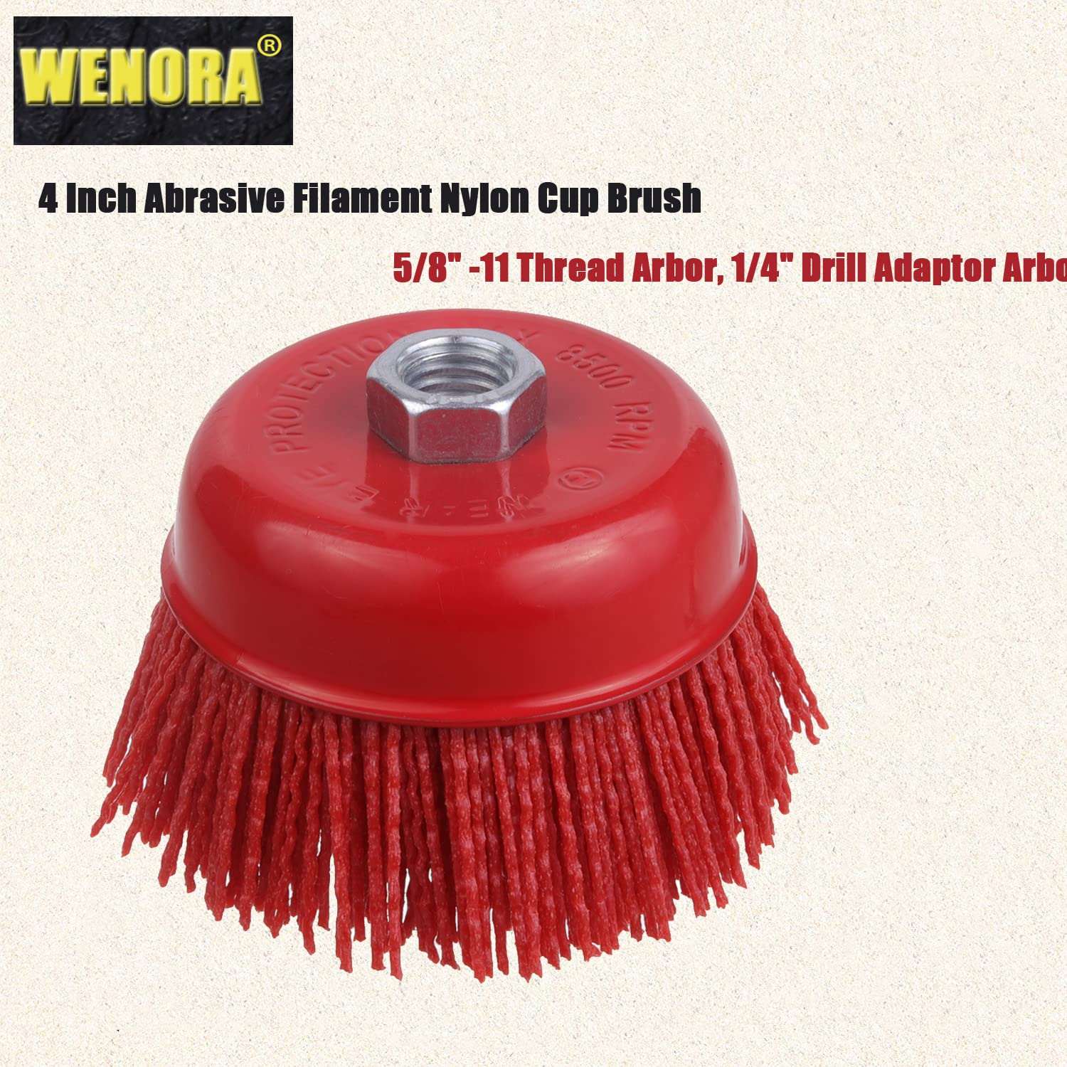 Snapklik.com : WENORA 4 Inch Abrasive Filament Nylon Cup Brush For Angle Grinder, 5/8" 11 Thread ...