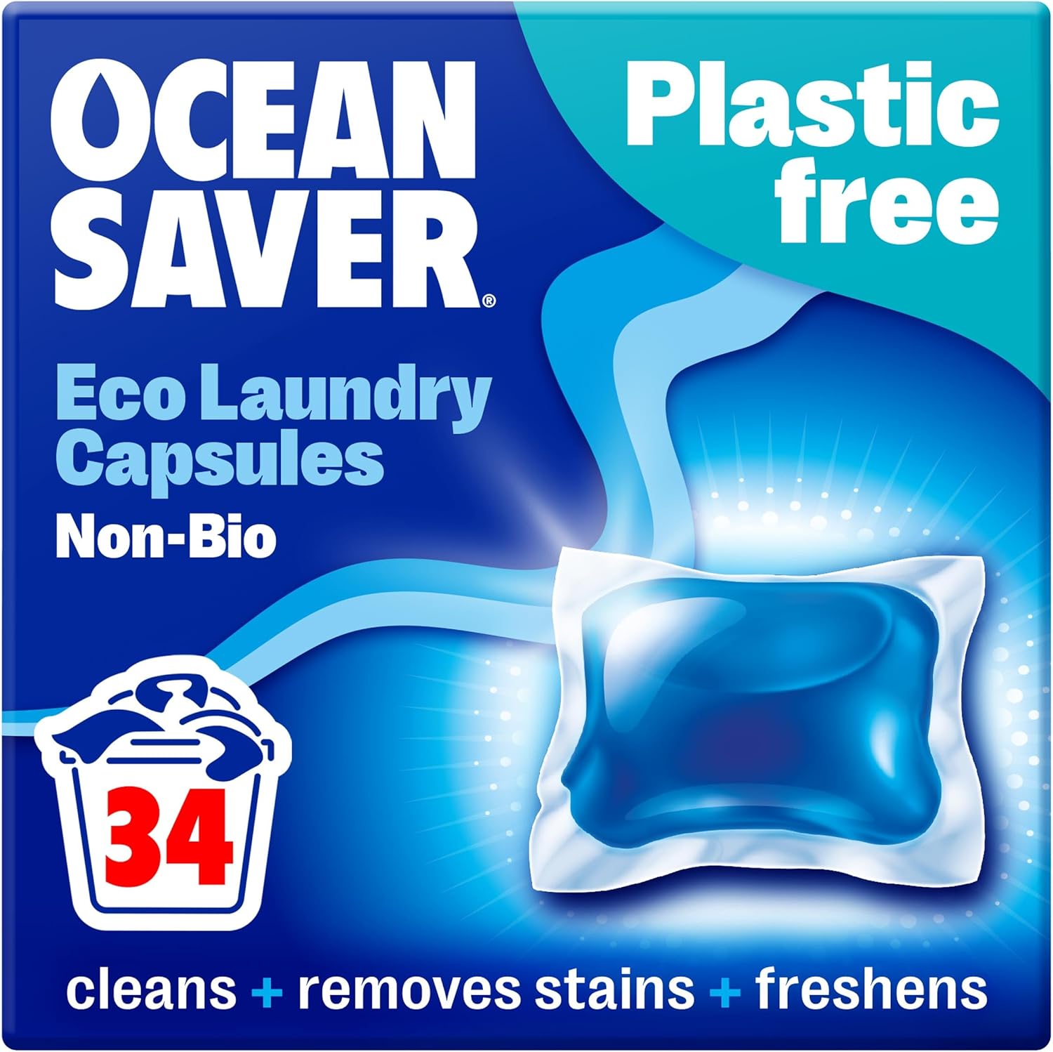 OceanSaver Eco Laundry Detergent Washing Capsules - 34 Loads | Non-Bio ...