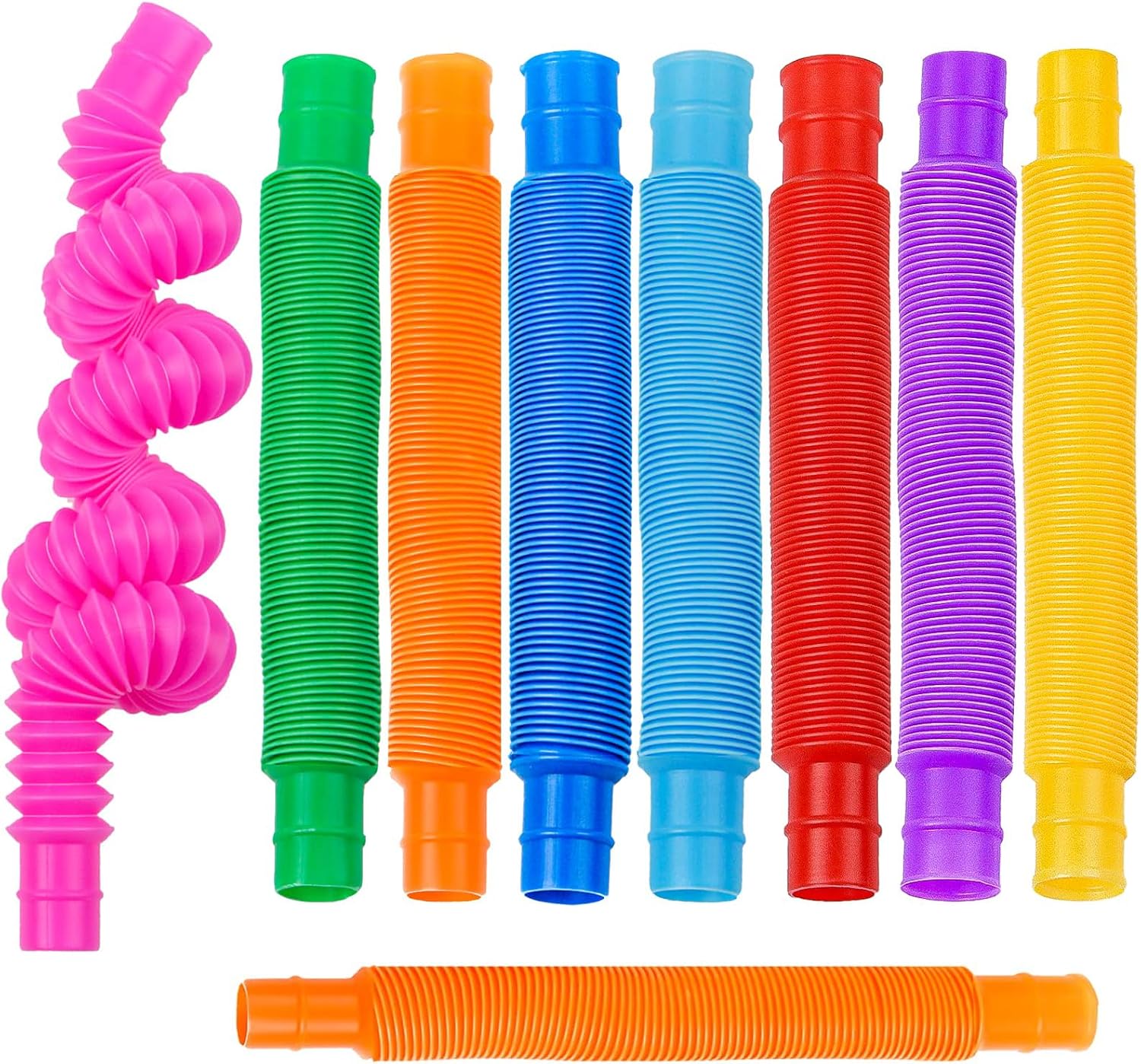 12 PCS Mini Pop Tubes, Colourful Tubes Sensory Toys Stretch Pipe Toy ...