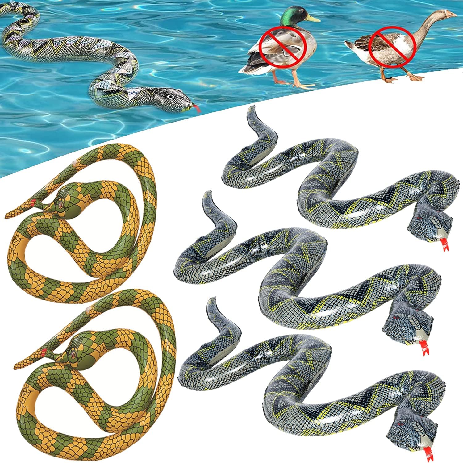 Inflatable Snake, Fake Snake Animal Pool Floats Blow Up Snakes, Snake ...
