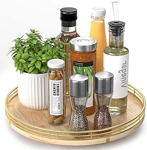 Amazon.com - Farmhouse Oak 12" Lazy Susan Turntable Organizer for Cabinet, Round Wooden Lazy ...