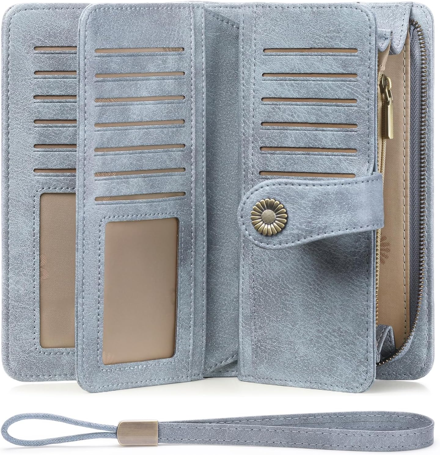 Amazon.com: FALAN MULE Women's Wallet Leather RFID Blocking Large ...