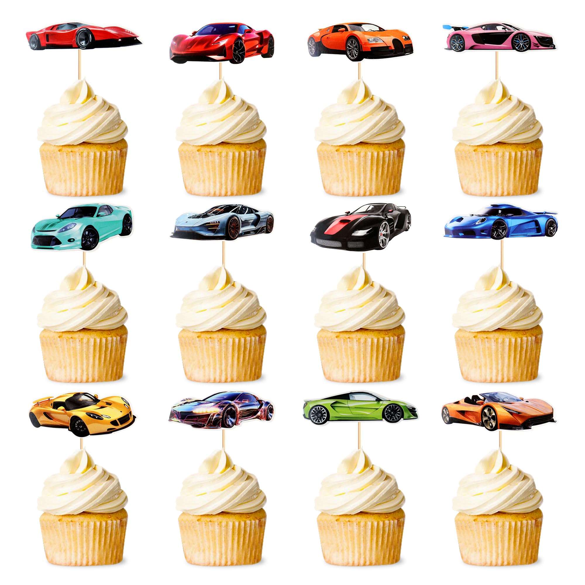 Snapklik.com : Racing Car Cupcake Toppers,24 PCS Racing Car Rider Theme ...