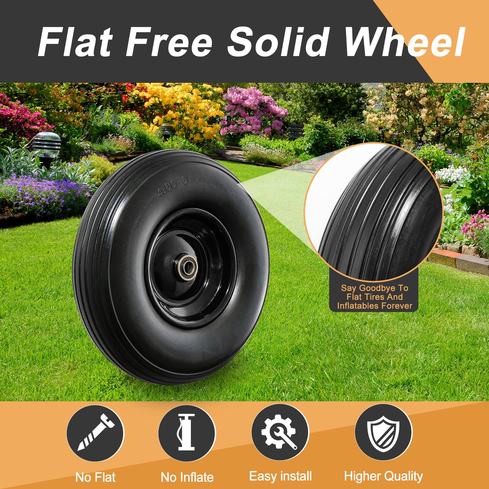 Snapklik.com : 4.00-6 Wheelbarrow Tire,13 Inch Wheelbarrow Wheel Flat ...