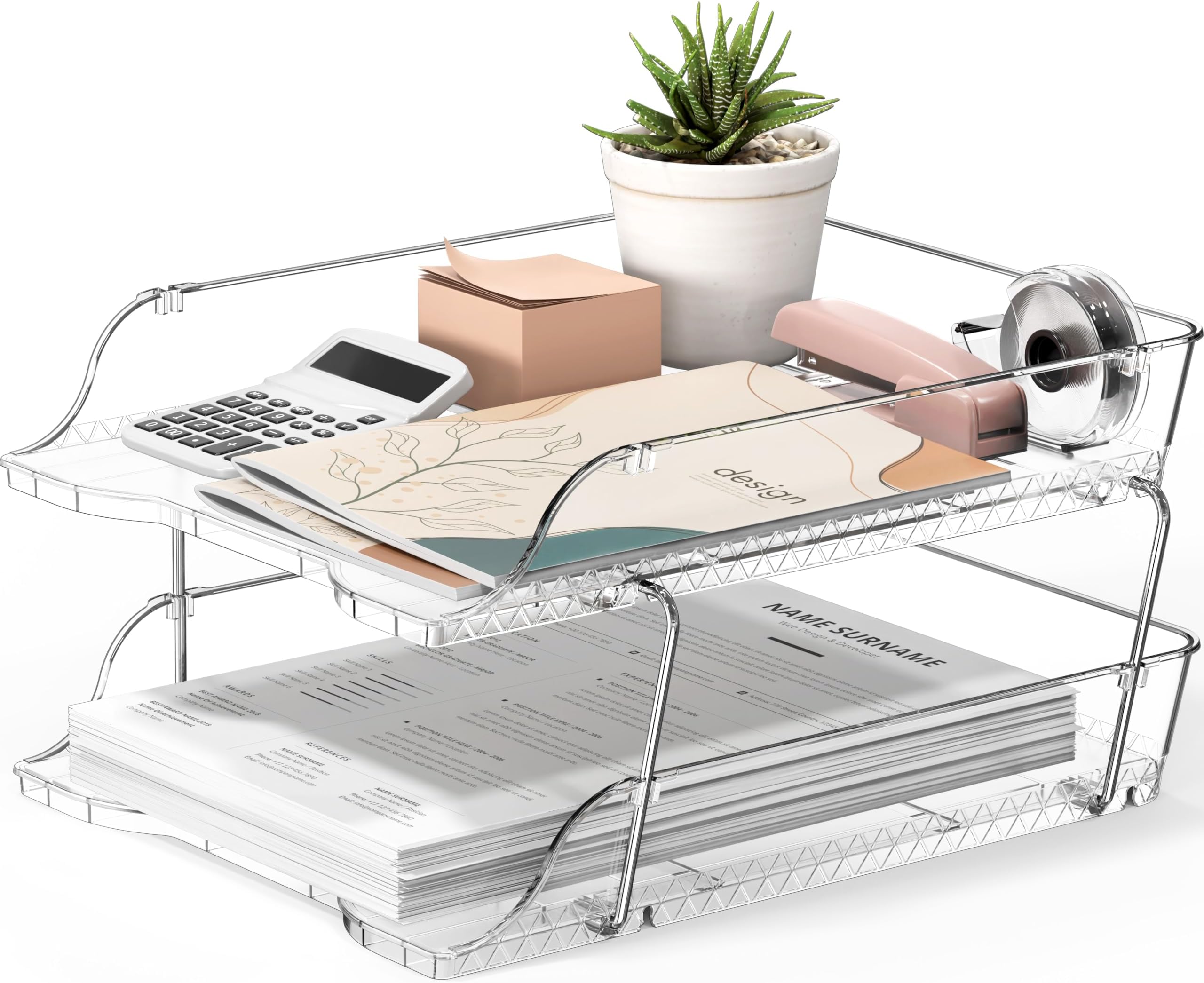 Amazon.com : Acrimet Stackable Letter Tray 2 Tier Side Load, Plastic ...