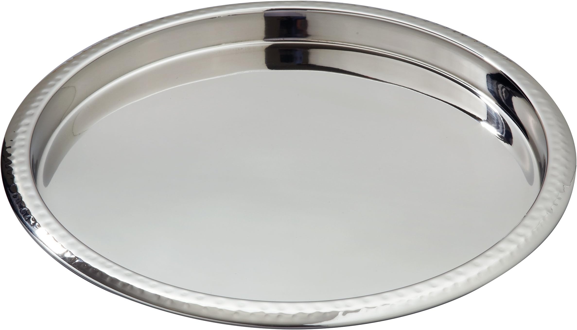 Amazon.com | Round Serving Tray with Handles, Hammered Silver Aluminum ...