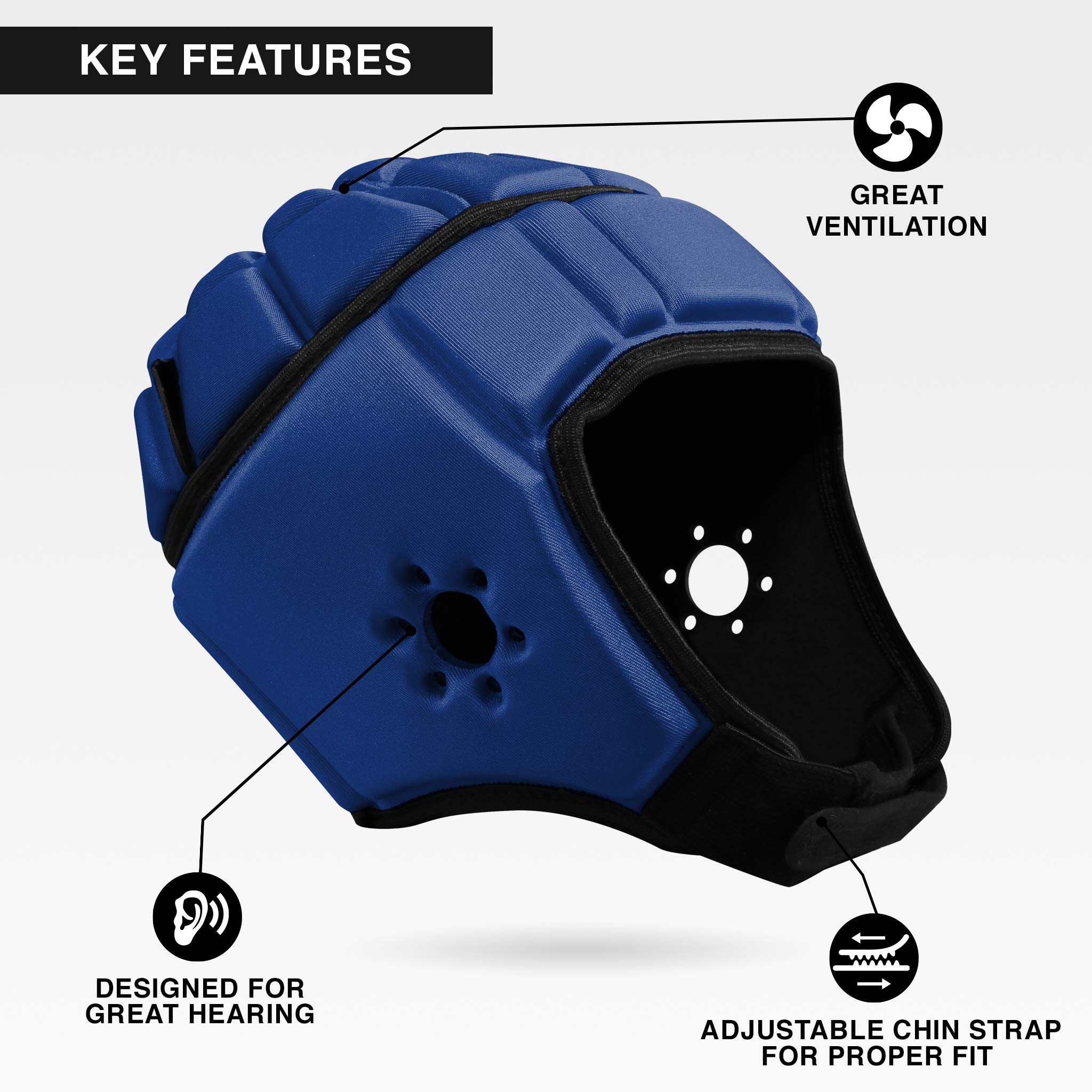 EliteTek Soft Padded Headgear - 7v7 Soft Shell - Rugby - Flag Football ...