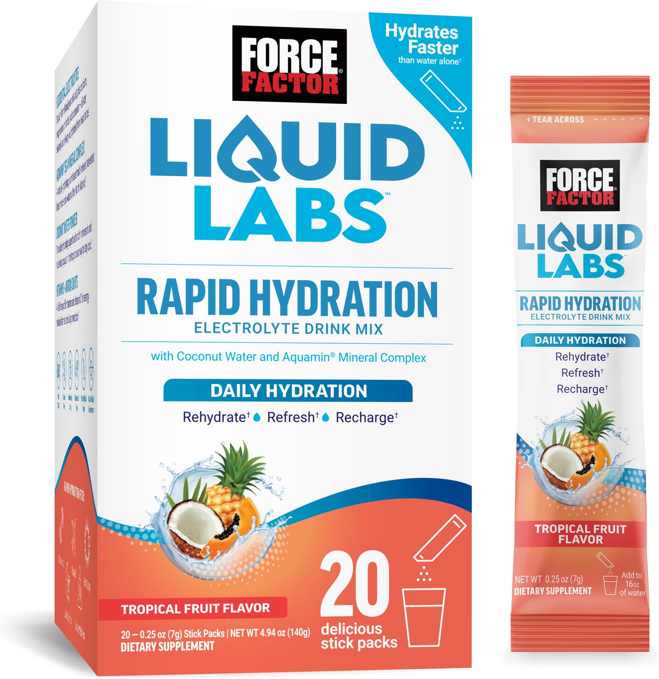 Amazon.com: FORCE FACTOR Liquid Labs Energy Drink, Electrolytes Powder ...
