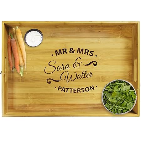 Amazon.com | Engraved Wooden Serving Platter Tray with Handles ...