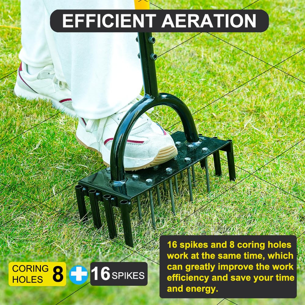 Aerator Lawn Tool & Core Aerator Upgraded 2 in 1, Spike Manual ...
