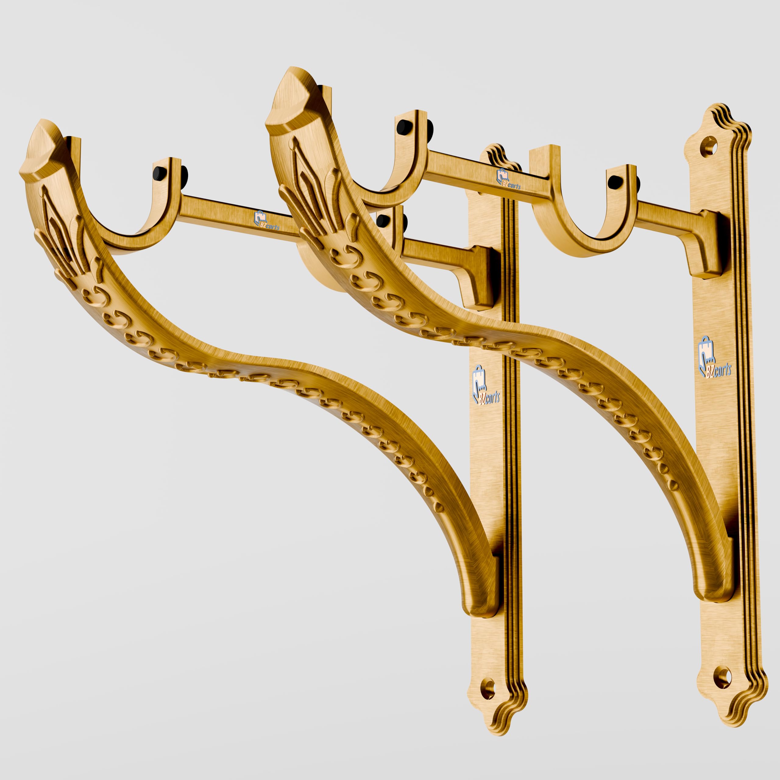 Buy Bzcarts Double Zinc Antique Brass Jaguar Heavy Curtain Supports for ...