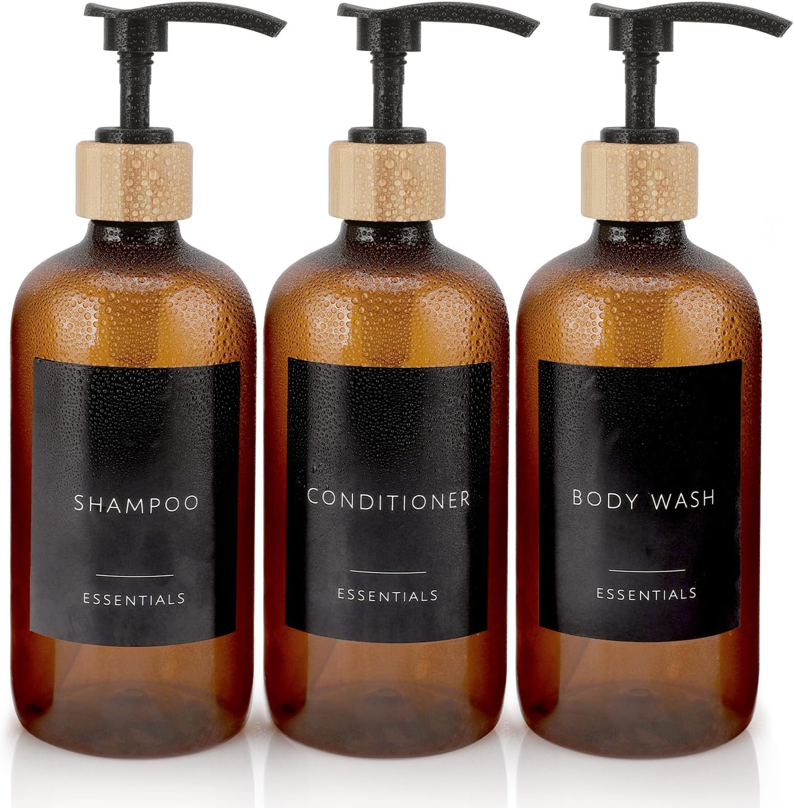 Amazon.com: Stylish Shampoo and Conditioner Dispenser Set of 3 - Modern ...